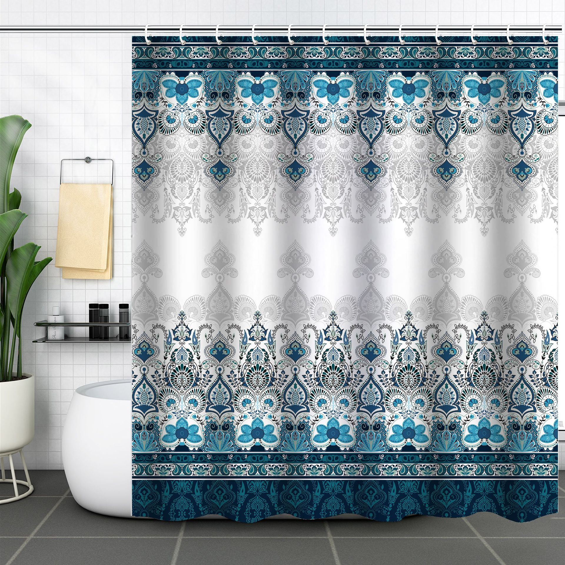 Cortina de ducha de tela, 180 cm de ancho x 180 cm de alto, estilo ...