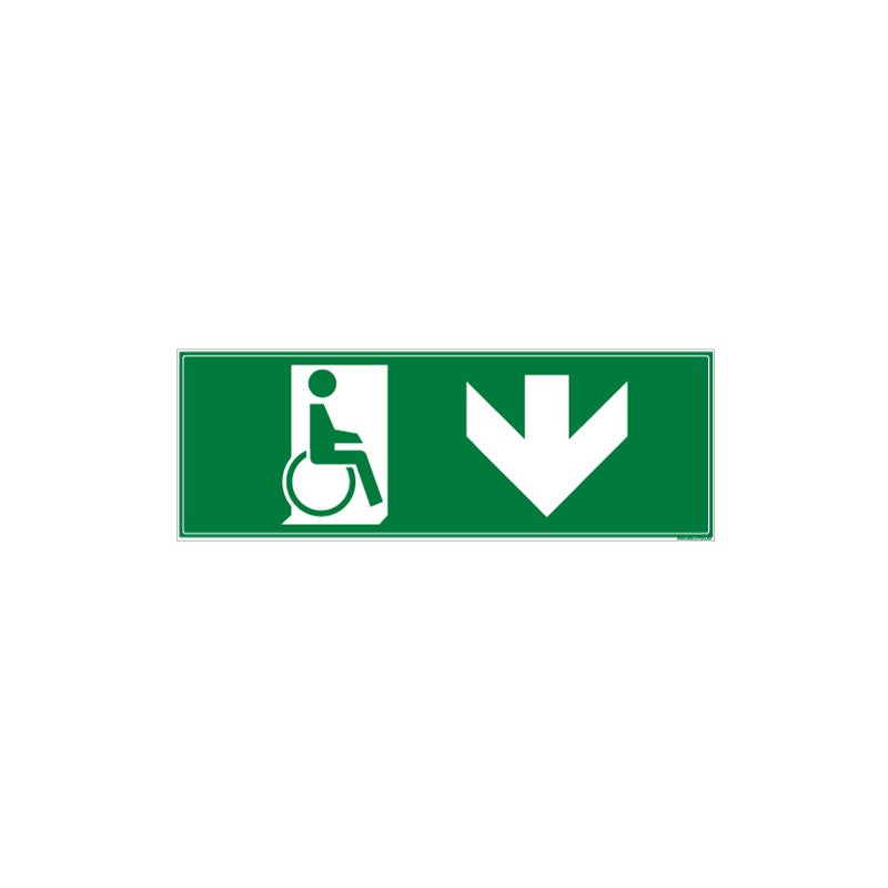 PANNEAU SENS SORTIE DE SECOURS HANDICAPES (BAS) (B0394) 980 x 350 mm Matière PVC | Leroy Merlin