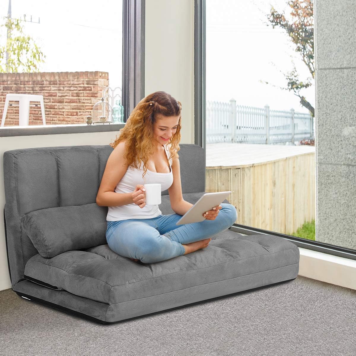 Canape Pliable sur Sol, Canape de Plancher avec Dossier a 5 Positions ...