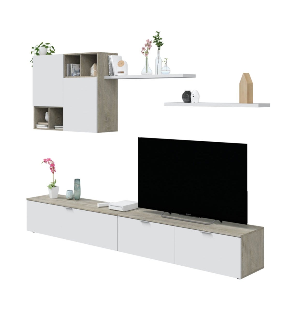 Mueble de salón modular Ibsen blanco artik/cemento | Leroy Merlin
