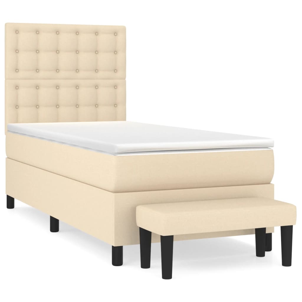 Cama box spring con colchón tela color crema 80x200 cm | Leroy Merlin