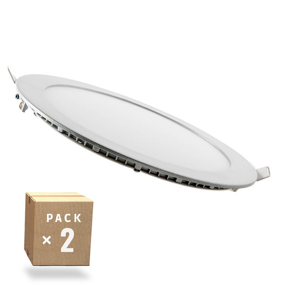 Pack de 2 panneaux LED 18 W 1 800 lm 6 000 °K Circulaire 40 000 h [JL ...