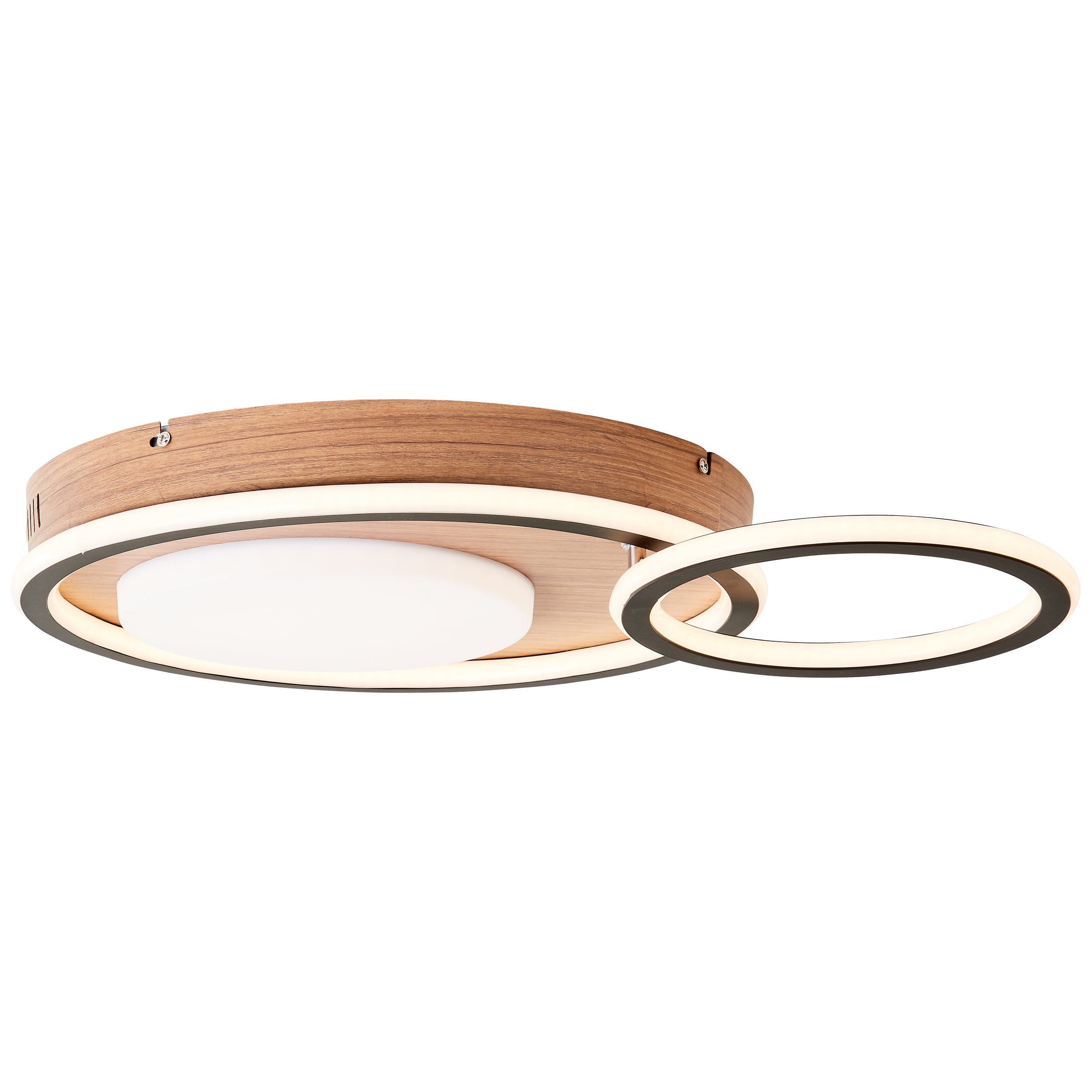 Plafonnier LED Brilliant Karney 57x40cm noir/bois, aluminium/plastique ...