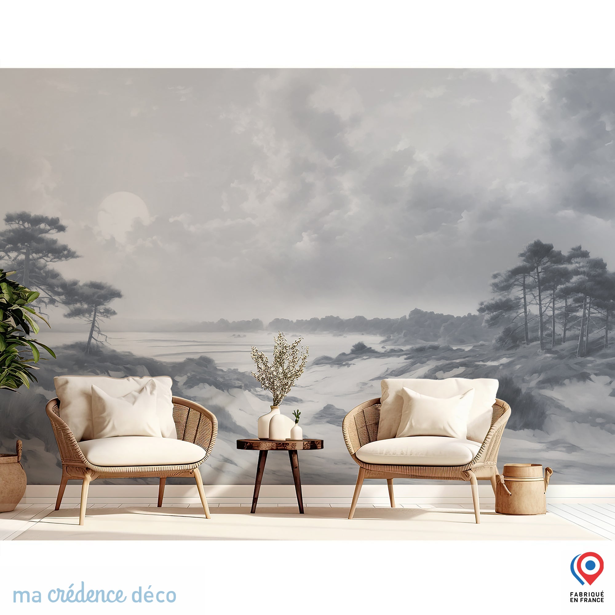 Papier peint Plage Sud ouest, Aquarelle inspiration Turner - Intissé ...