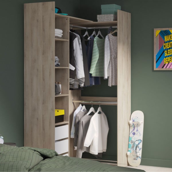 Aménagement dressing modulable Blanc/Chêne - SWAMA - L 199 x l 44 x H ...