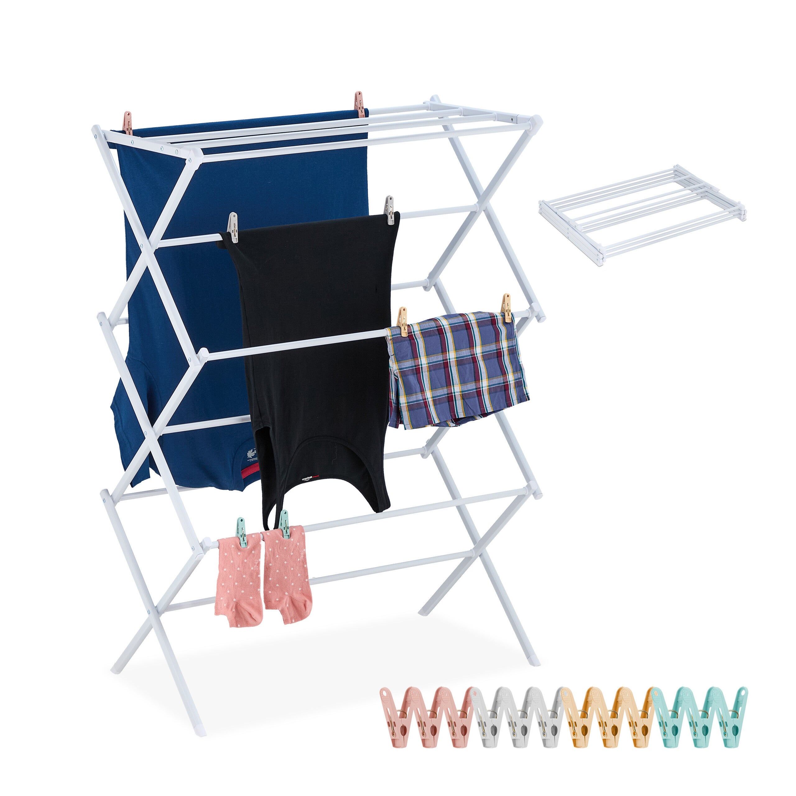 Relaxdays Tendedero Torre Plegable, 11 Barras, 105x74x37cm, Metal, con ...