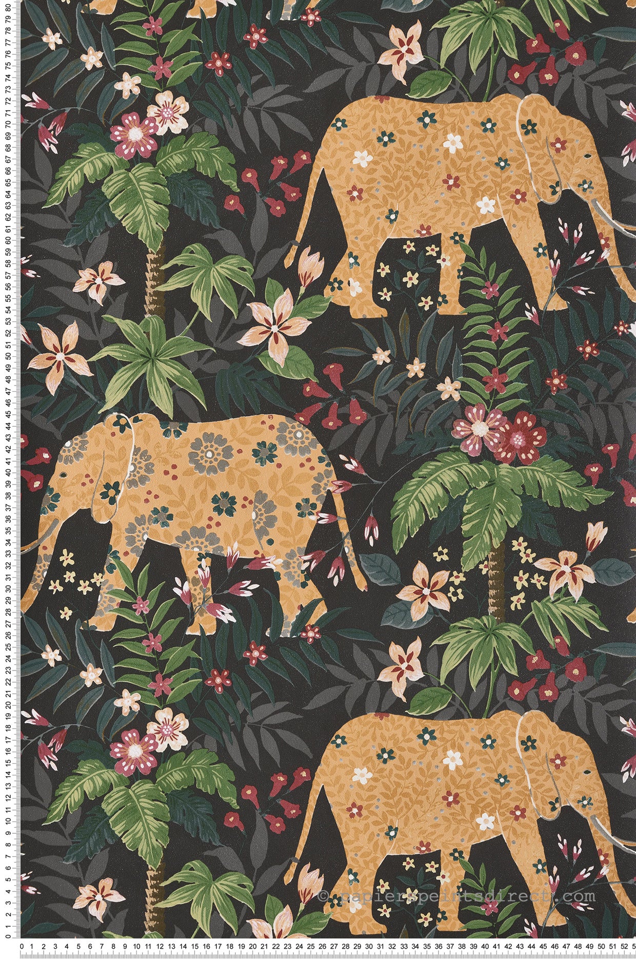 Papel pintado TNT naturaleza elefantes de la selva con flores fondo ...