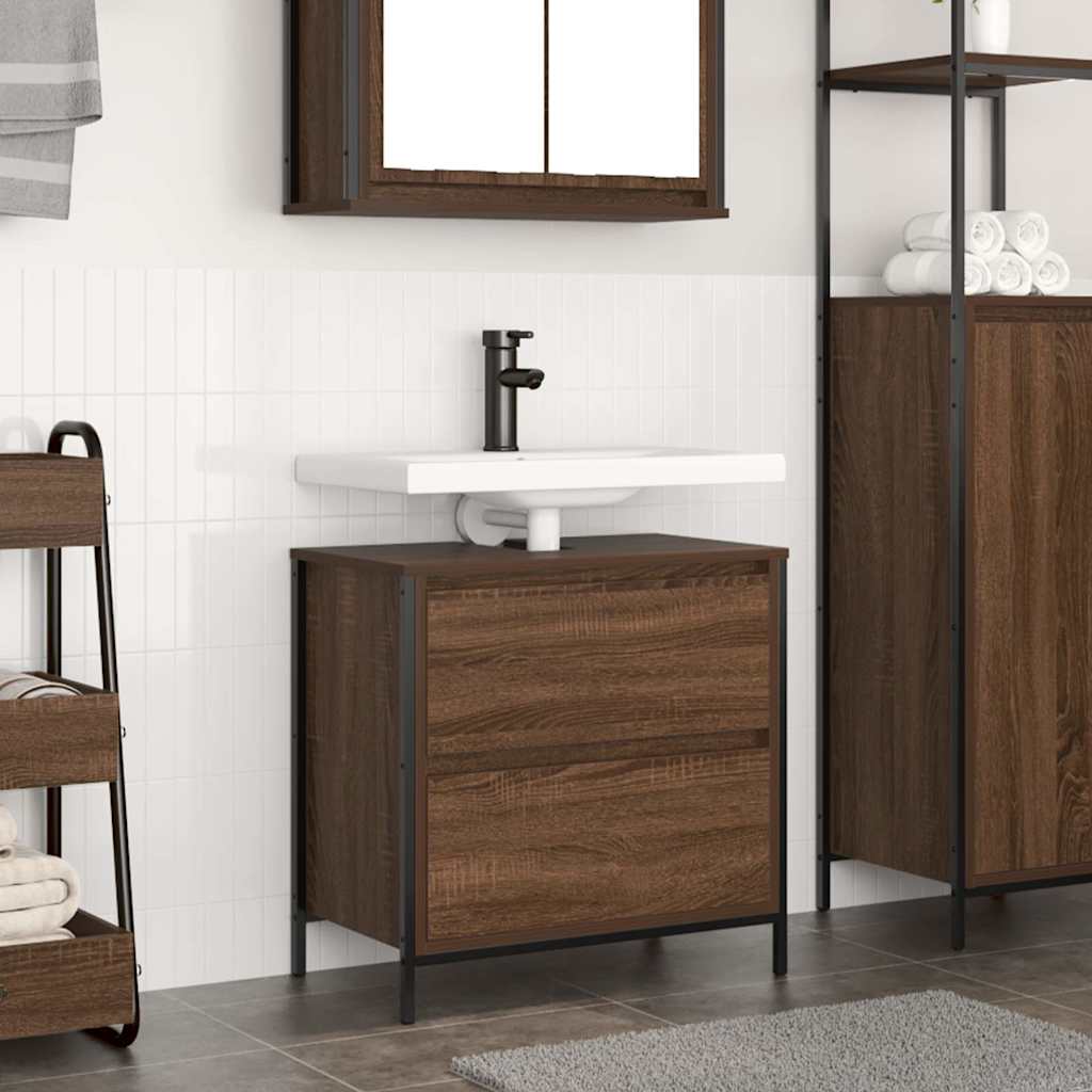 Mueble de ba?o con lavabo y cajones en roble marrón 60x34,5x60 cm | Leroy Merlin