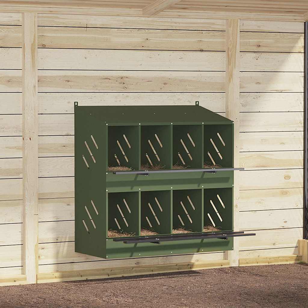 Nido para gallinas con 8 compartimentos de metal verde oliva | Leroy Merlin