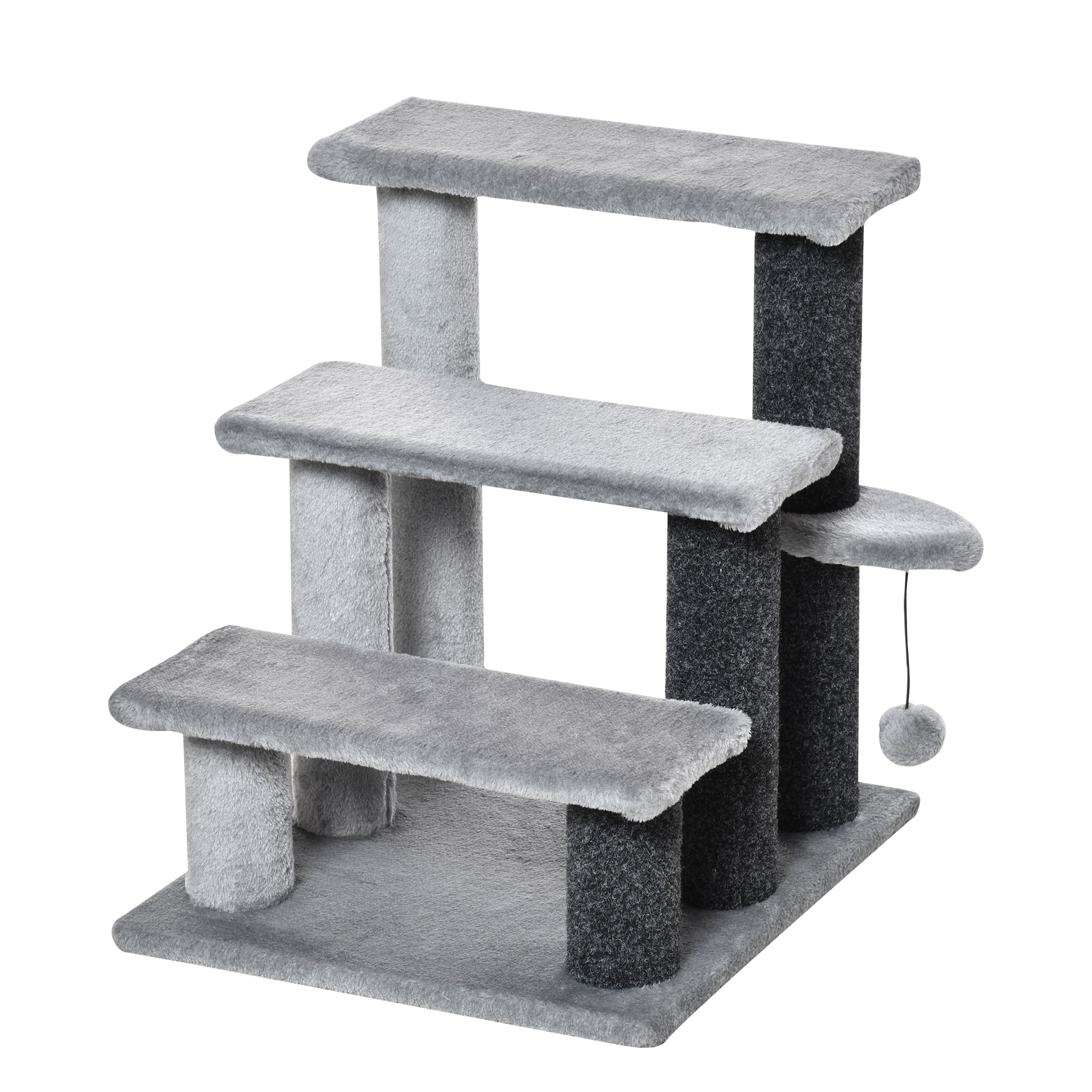 PawHut Escalier pour chat en aggloméré, polyester gris 45x40x48 cm D06-092 | Leroy Merlin
