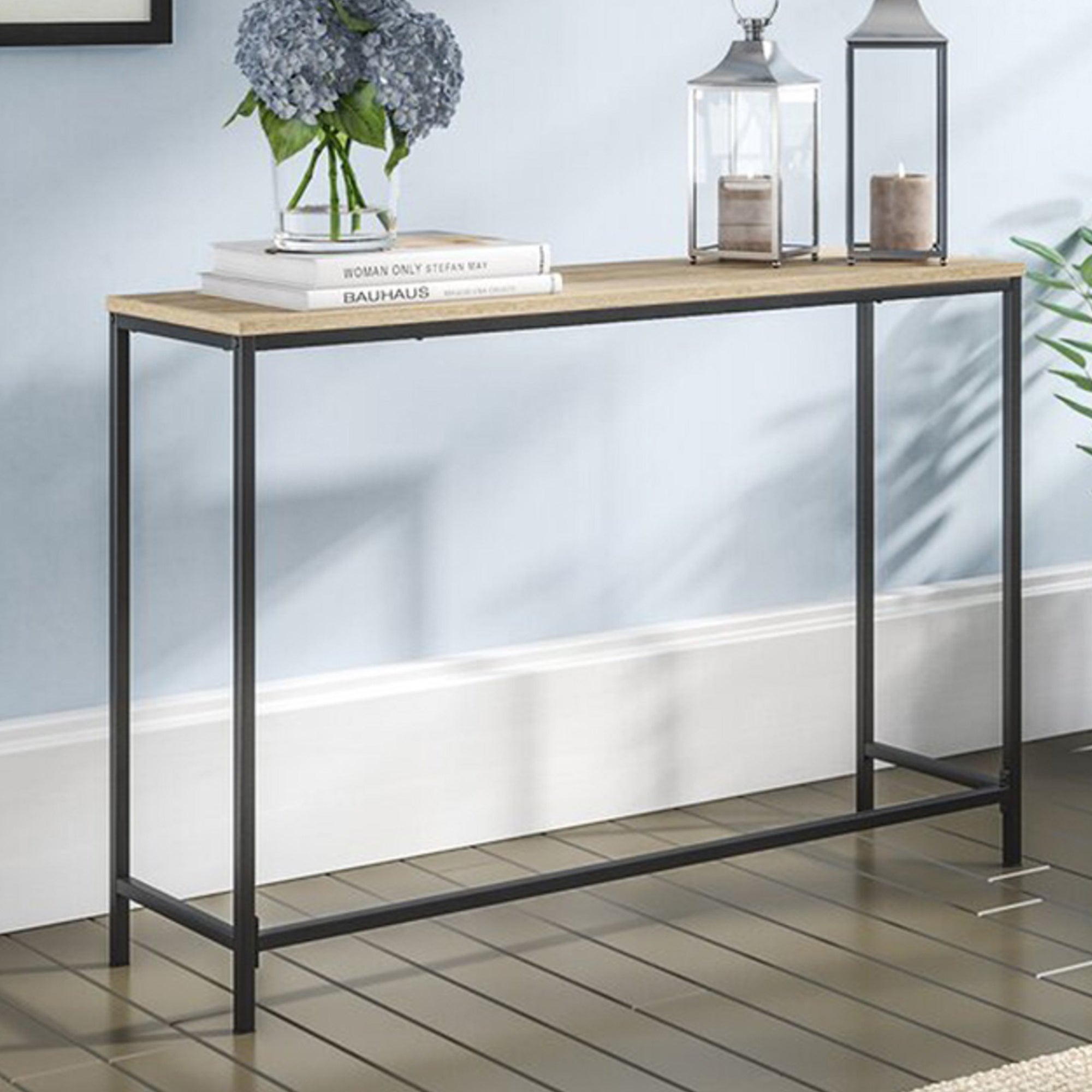 Table console Kronoby 80 x 100 x 30 cm noir et effet bois [en.casa ...