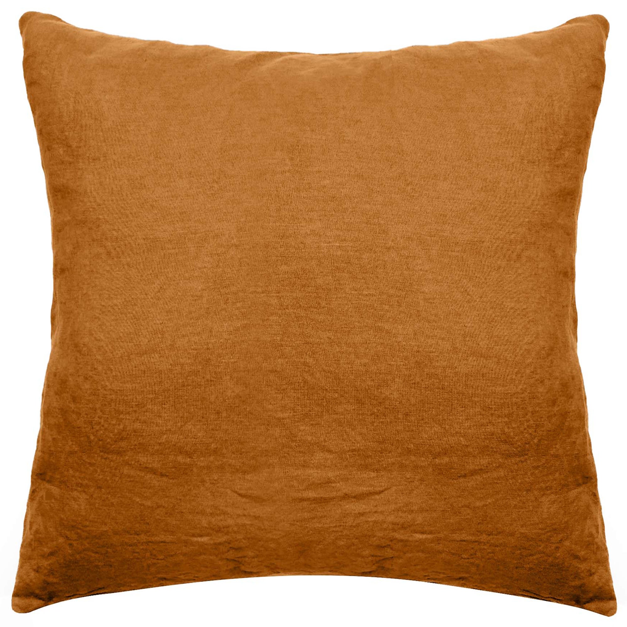 Taie d'oreiller uni 65X65 cm lin lavé froissé SONATE orange Terracotta ...