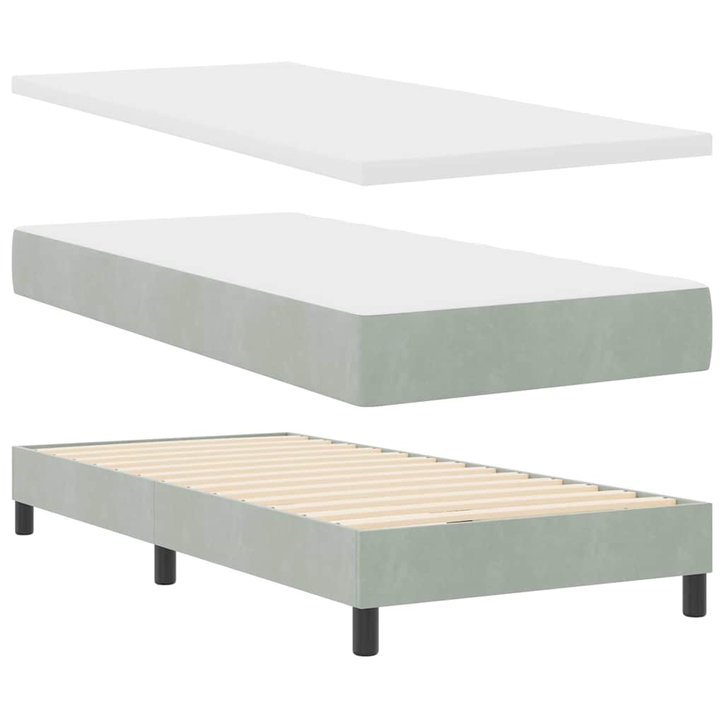 Lit simple | Lit adulte | lit box spring avec matelas gris clair 90x200 ...