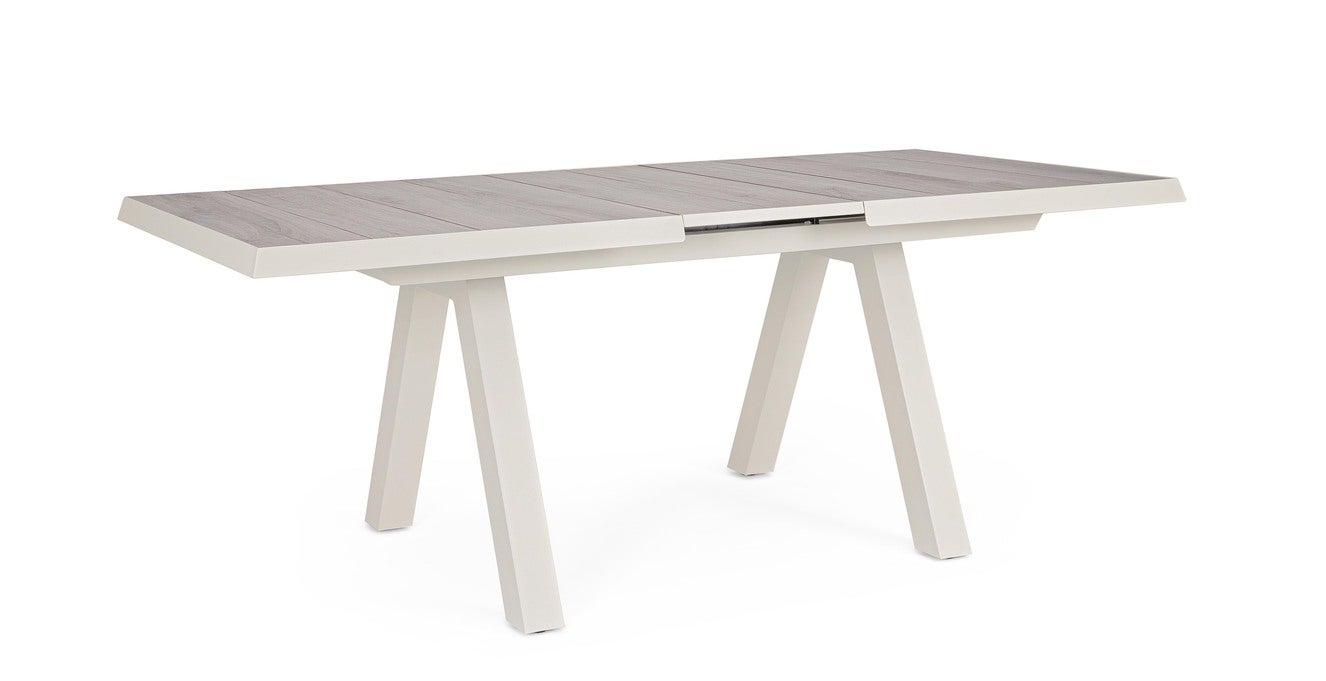Table extensible "KRION" 163-203X93 pélican, structure en aluminium et ...