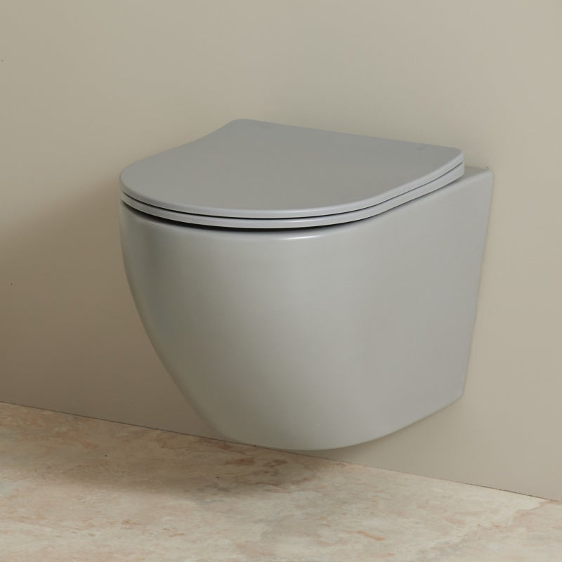 Cuvette WC suspendu compacte 49 cm sans bride gris mat Corolla ...