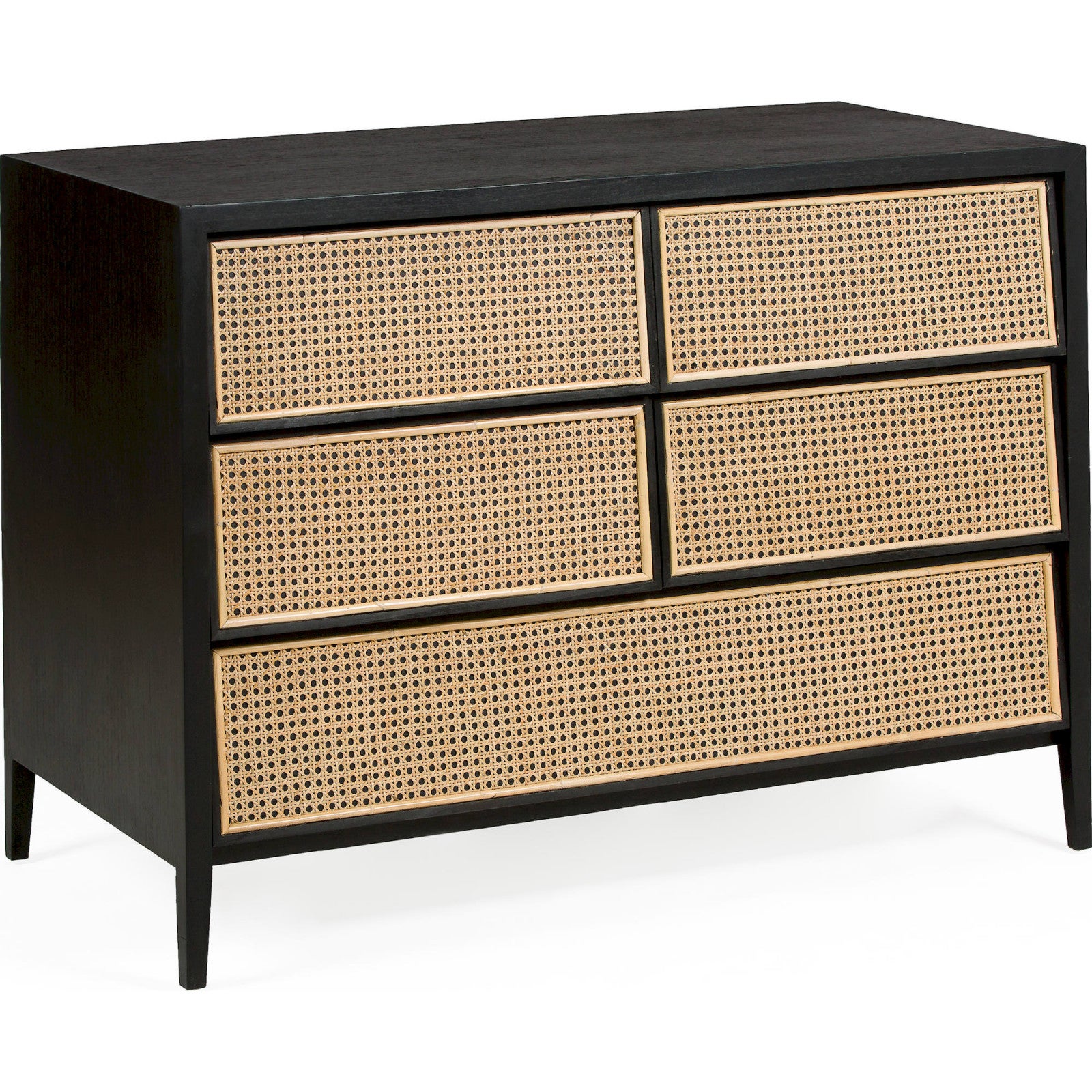 Commode élégante Noir et Rotin pour intérieur chic 110 x 55 x 80 cm ...