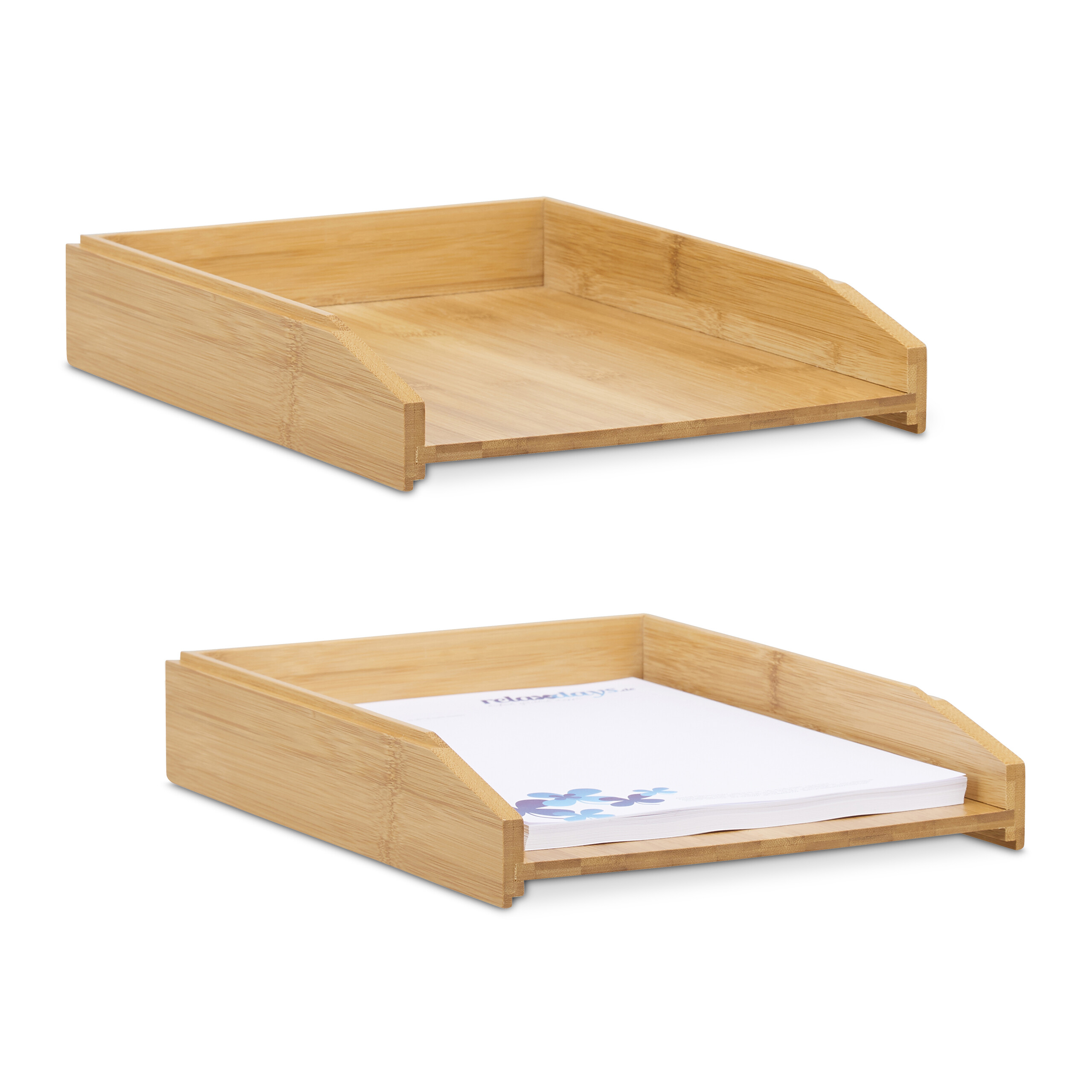 Relaxdays Lot de 2 range-documents, en bambou, format A4, supports ...