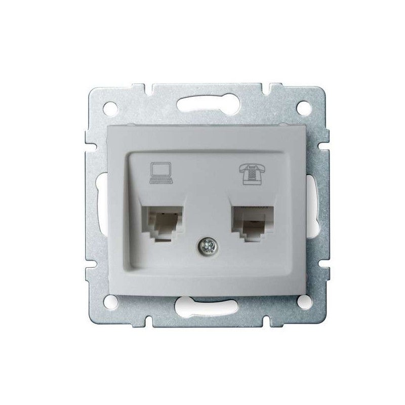 Prise RJ45 CAT5e + RJ11 Encastrable DOMO Argent | Leroy Merlin