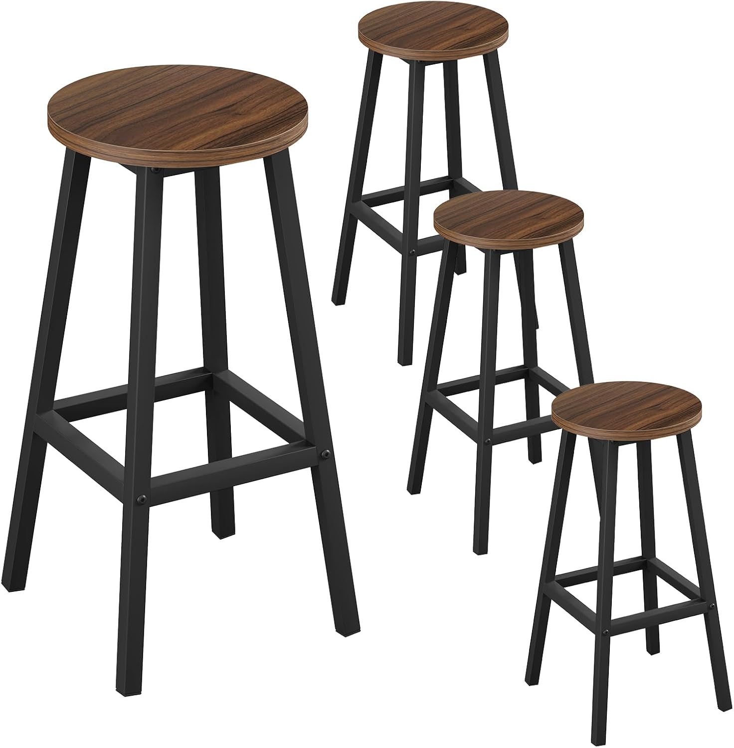 Lot de 4 Tabourets de Bar Klihome - Siège Rond en Bois d'Ingénierie ...