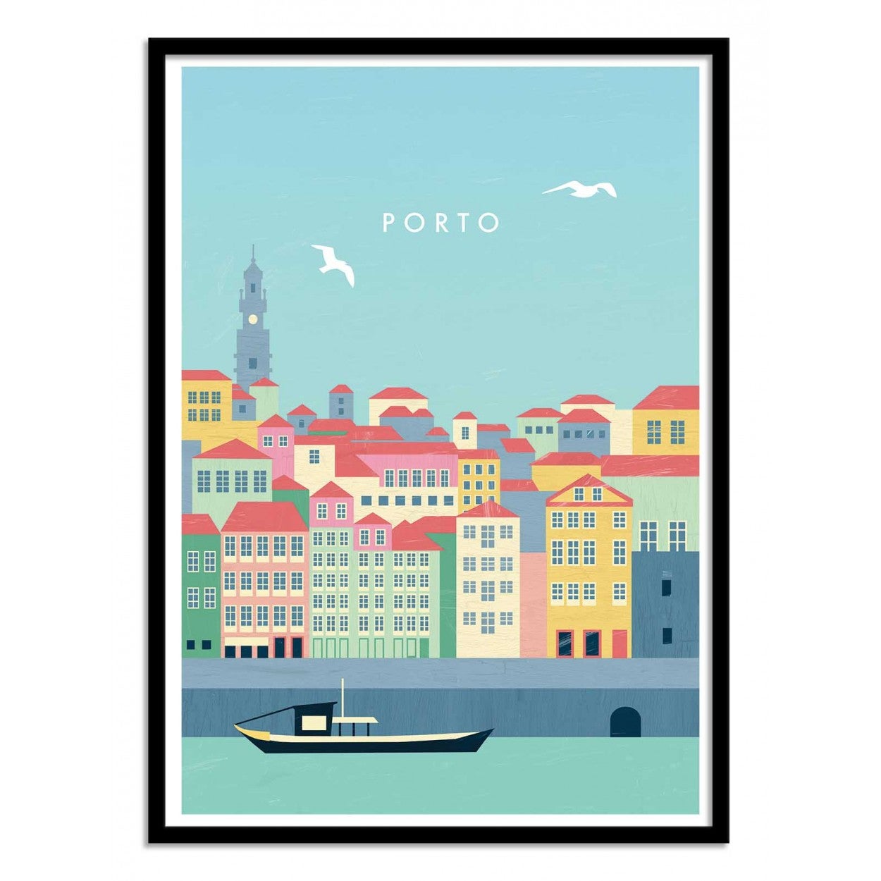 Art-Poster - Porto - Katinka Reinke - avec cadre noir 30 x 40 cm ...