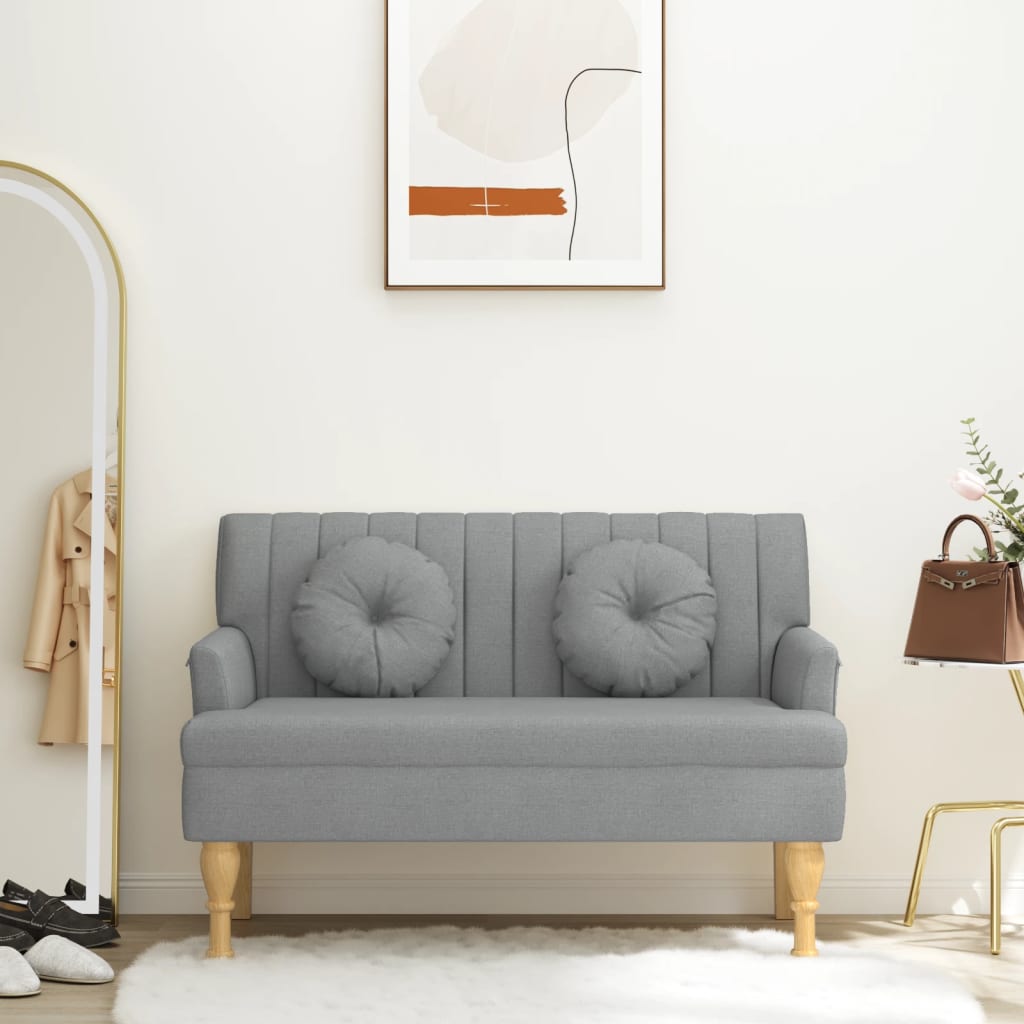 Banc avec coussins gris clair 113x64,5x75,5 cm tissu | Leroy Merlin