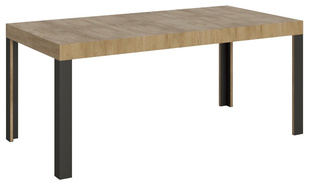 Mesa extensible de madera con 4 patas de madera y acero antracita Liva ...
