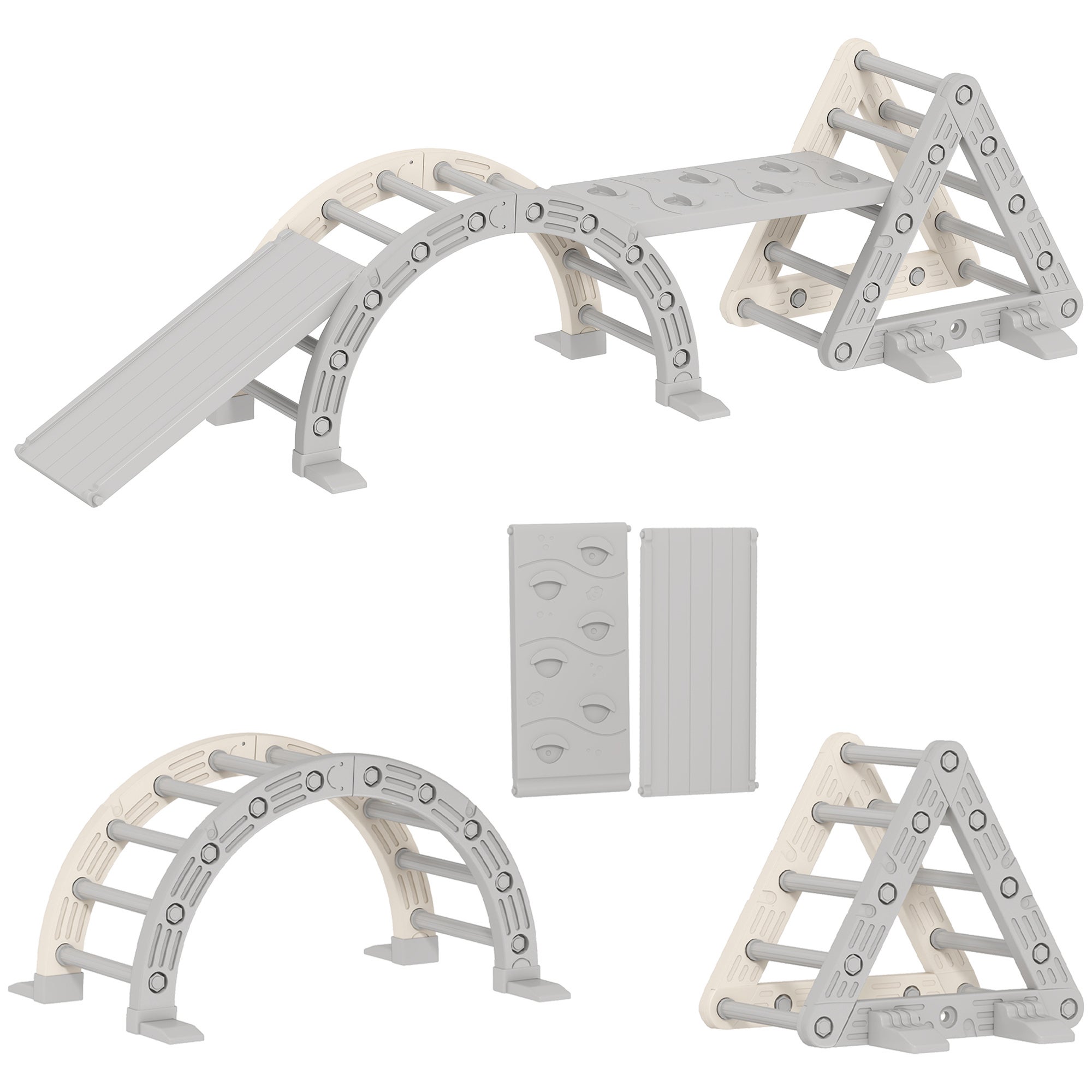 8 en 1 Triangle escalade enfants, arc d'escalade, rampe double-face ...