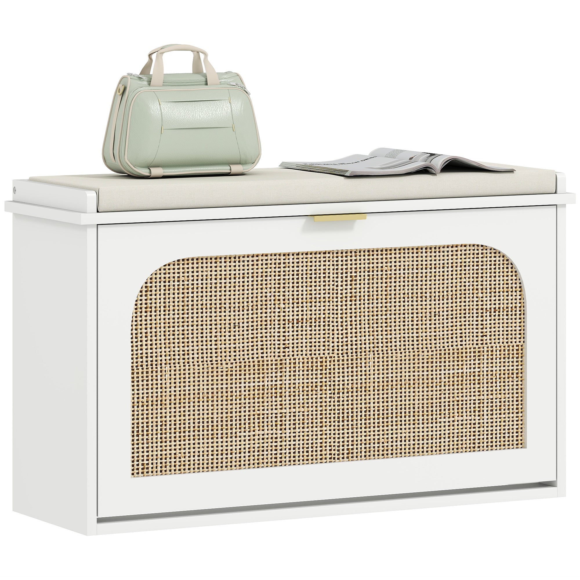 Meuble à chaussures banc d'entrée bohème blanc HOMCOM | Leroy Merlin