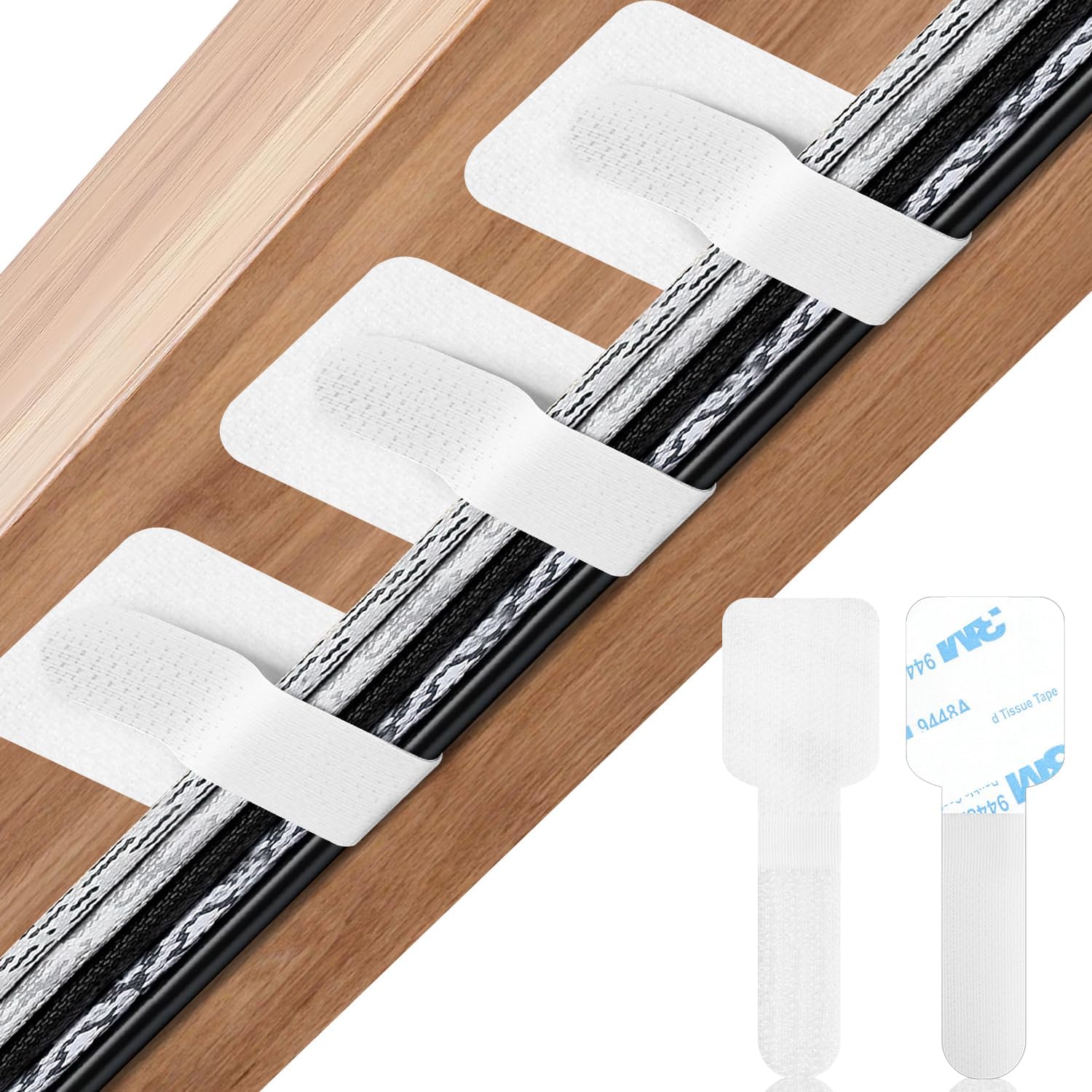 Attache cable adhesif organisateur de cable clips cables 100Pcs cable ...