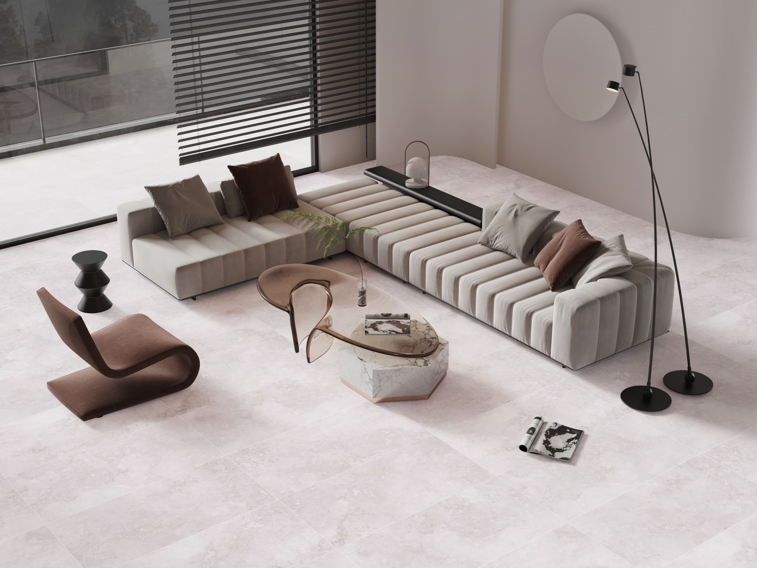 Suelo/Azulejo porcelánico efecto piedra gris 60x120 cm MOONLAND GREY ...