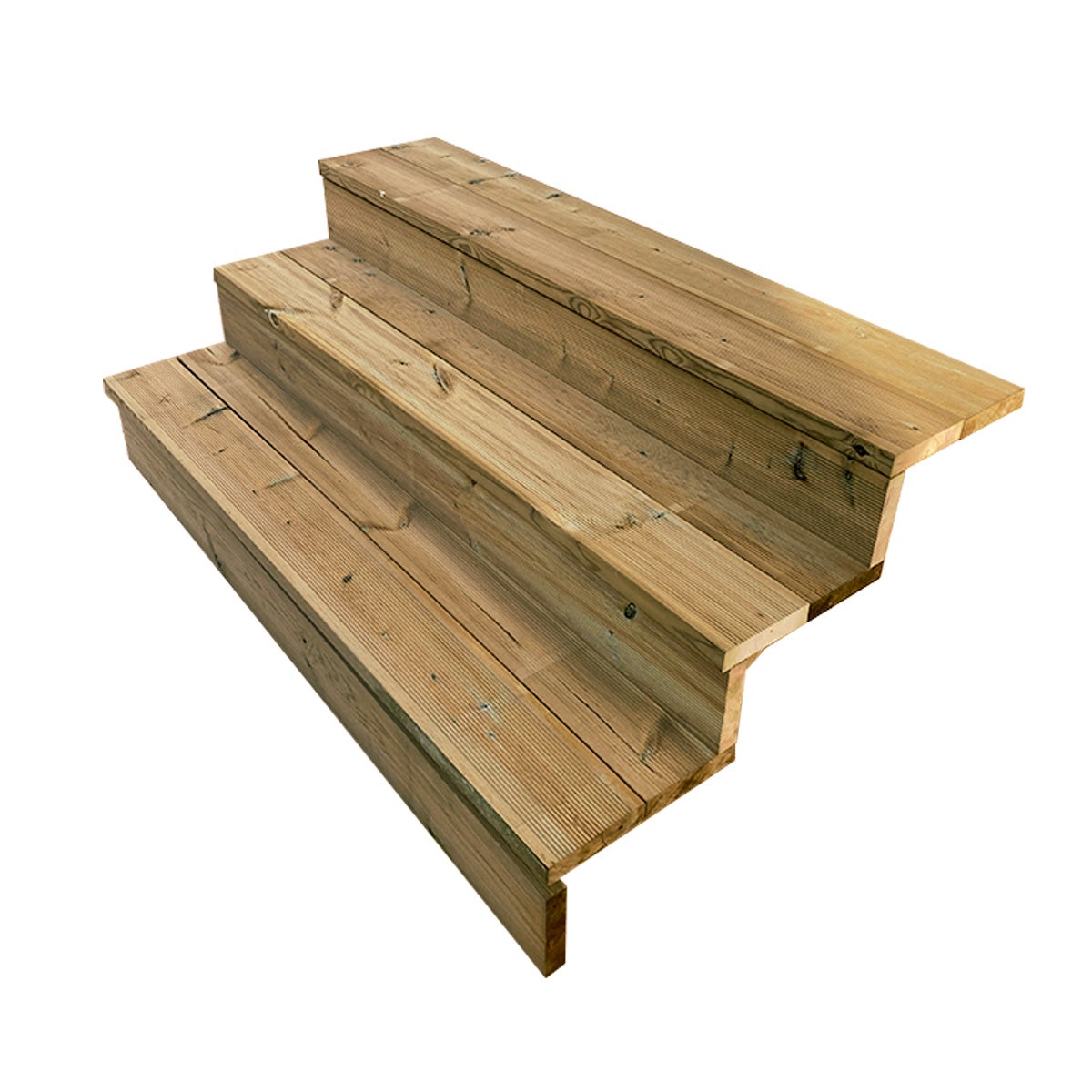 BERLIN Escalier extérieur bois 3 marches H 54cm L-160cm - avec contre ...