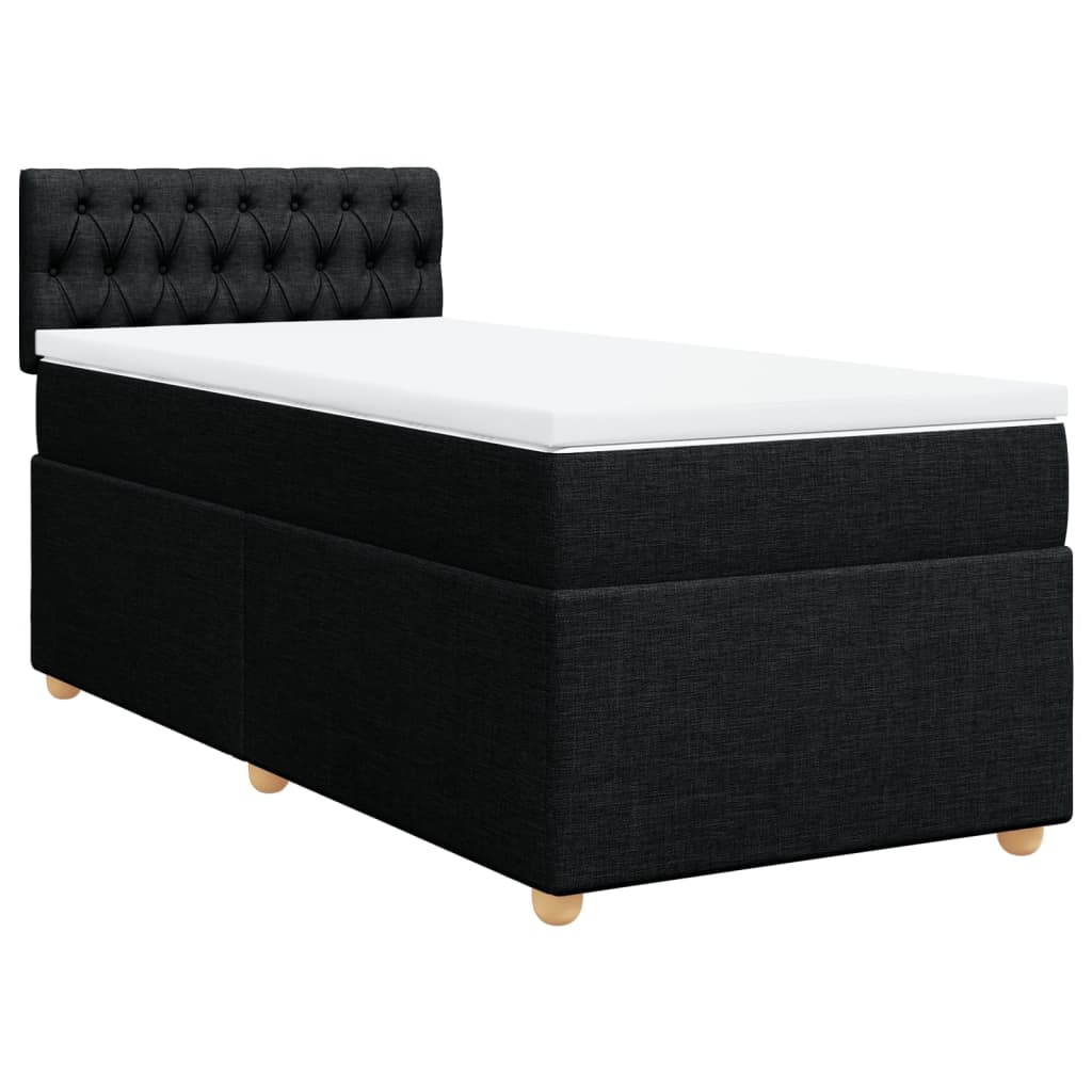 Cama box spring individual con colchón tela negro | Leroy Merlin