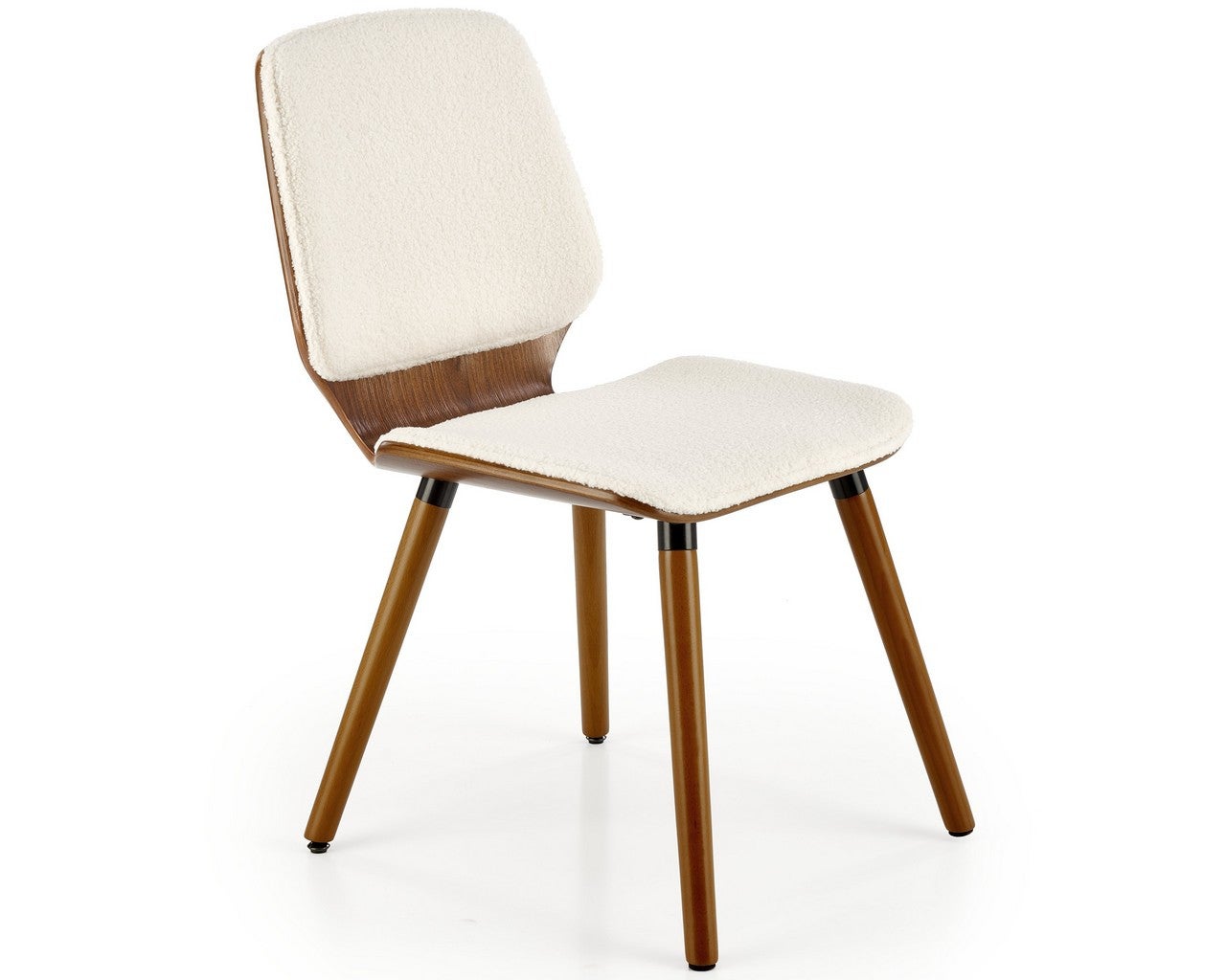 Chaise design avec pieds en noyer et revêtement en tissu bouclé Ilona ...