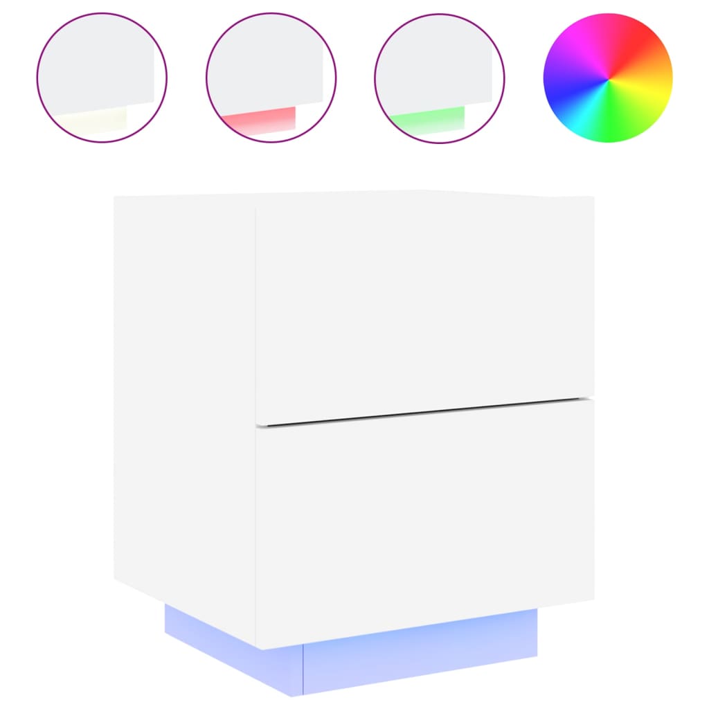 Comodino con luci LED, legno ingegnerizzato bianco | Leroy Merlin