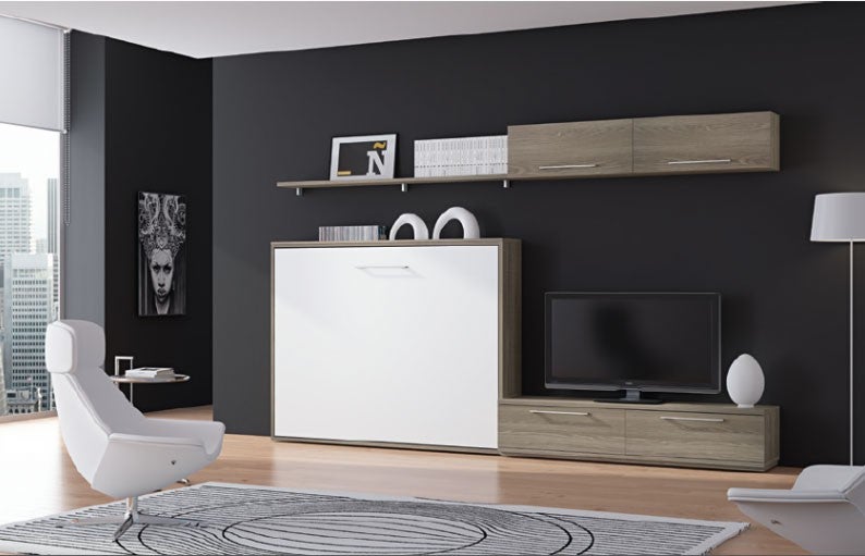 Conjunto cama plegable 90x190 cm y mueble salón Optima-Con colchón ...