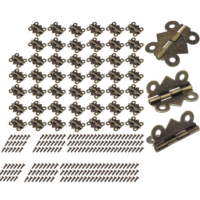 50 small mini hinges, butterfly folding hinges, bronze mini hinges for ...