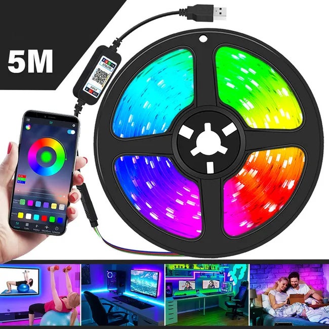 Ruban Led 5m, Led Chambre Multicolore Bande Led 5050 RGB Lumière Led ...