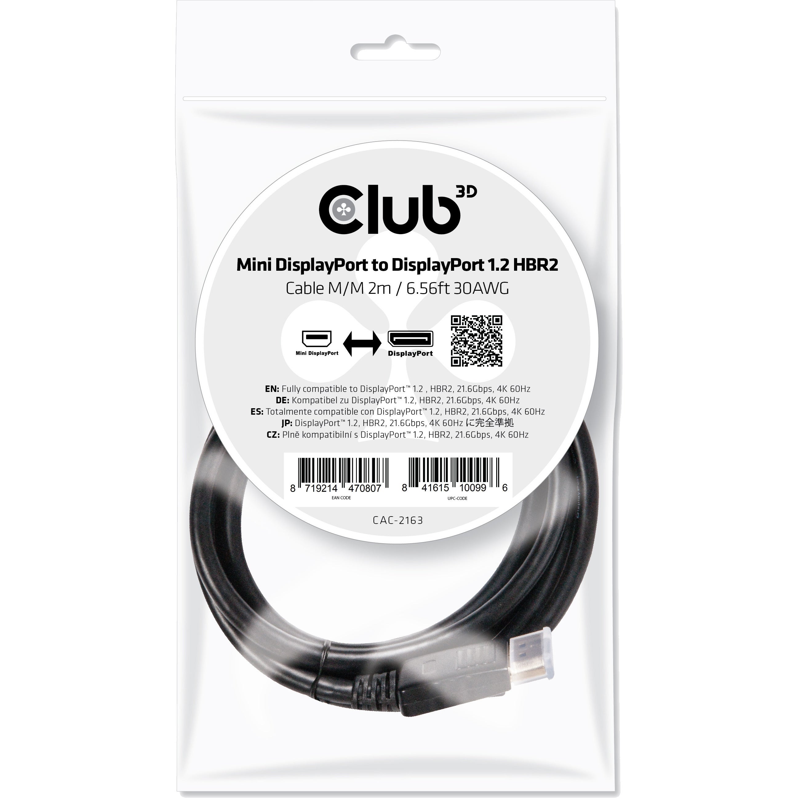 Club3D CAC-2163 Câble DisplayPort Câble adaptateur Mini DisplayPort ...