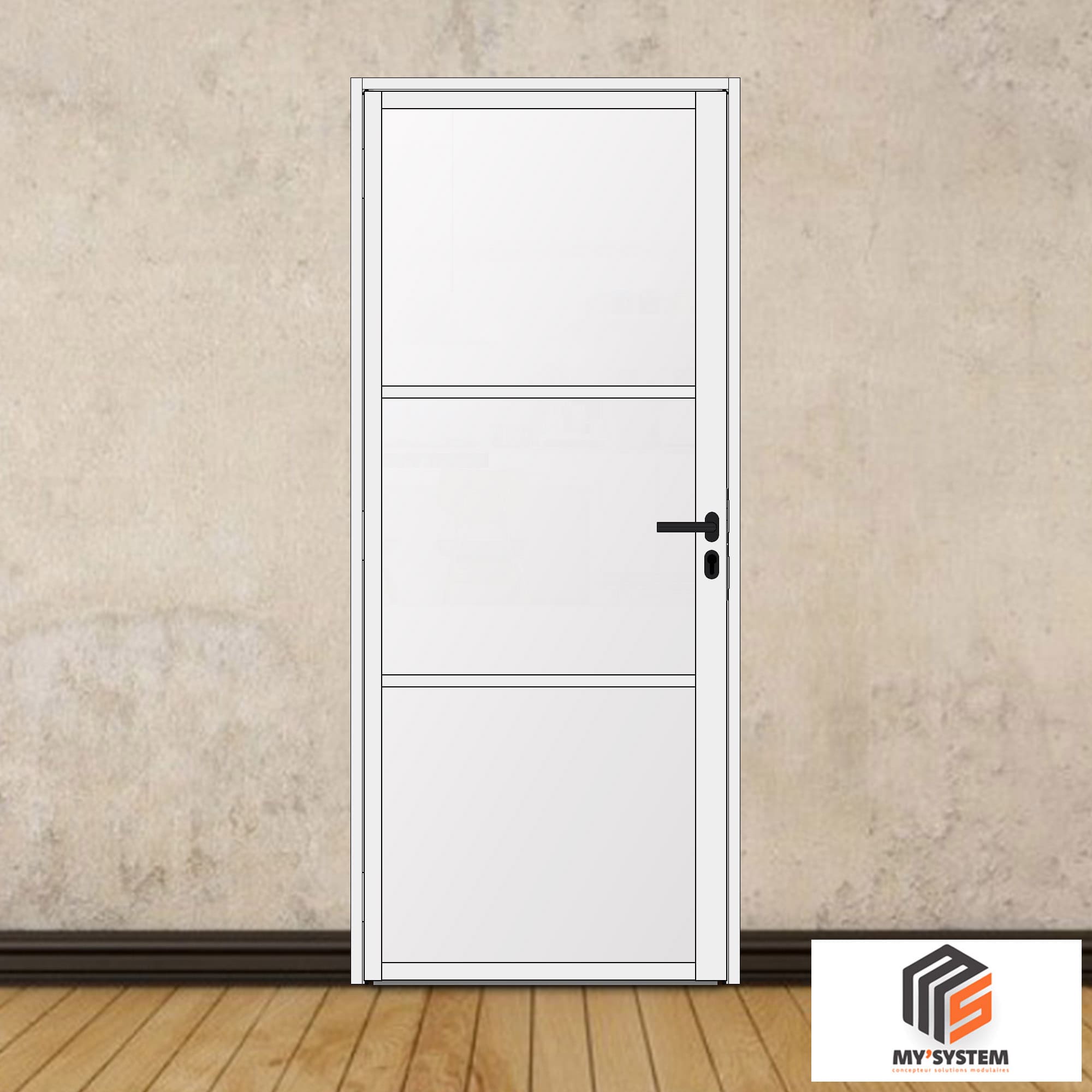 Porte battante blanche H 2040 x L 830 mm - 3 verres opales horizontaux ...