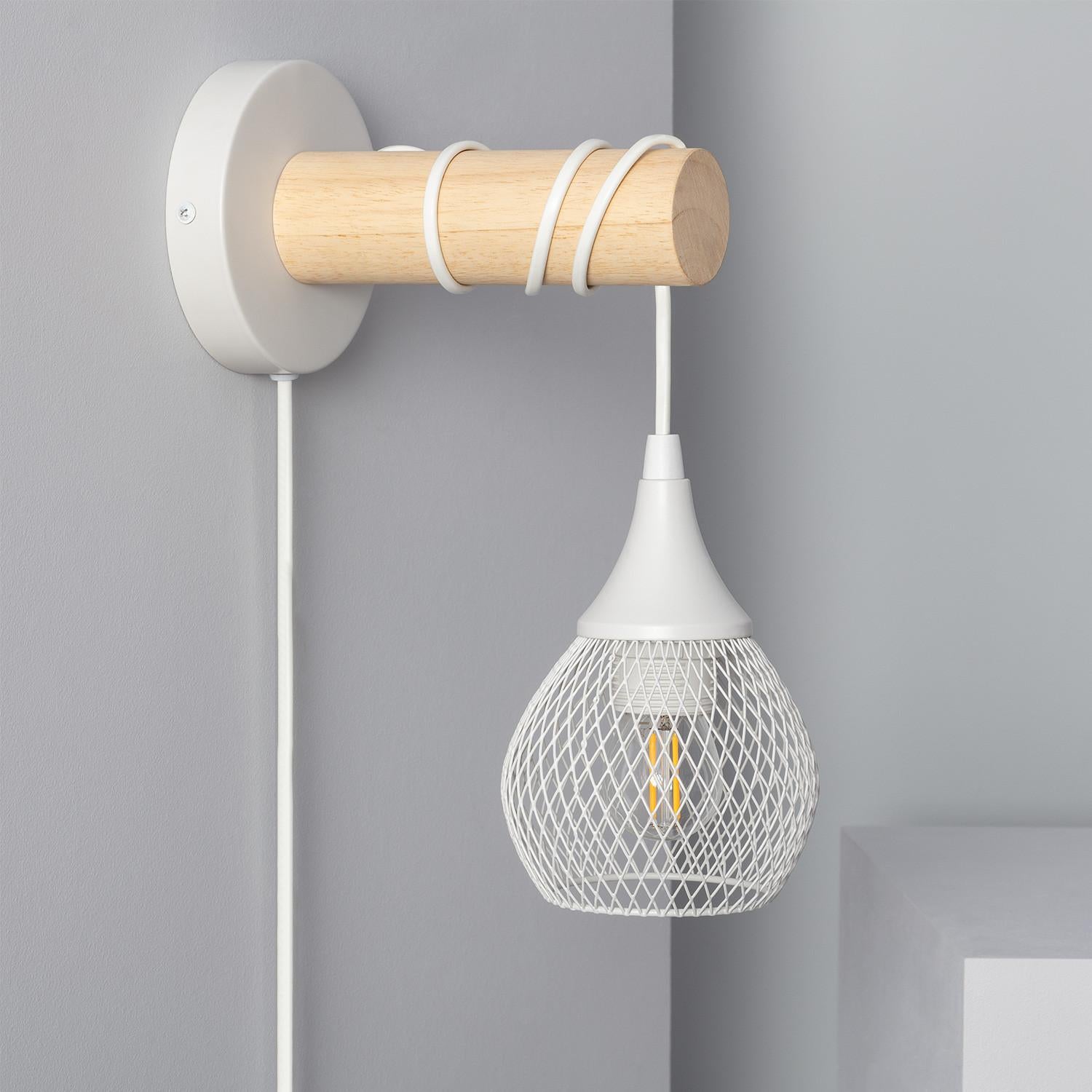 Ledkia Lampada da Parete Legno e Metallo Monah Bianco | Leroy Merlin