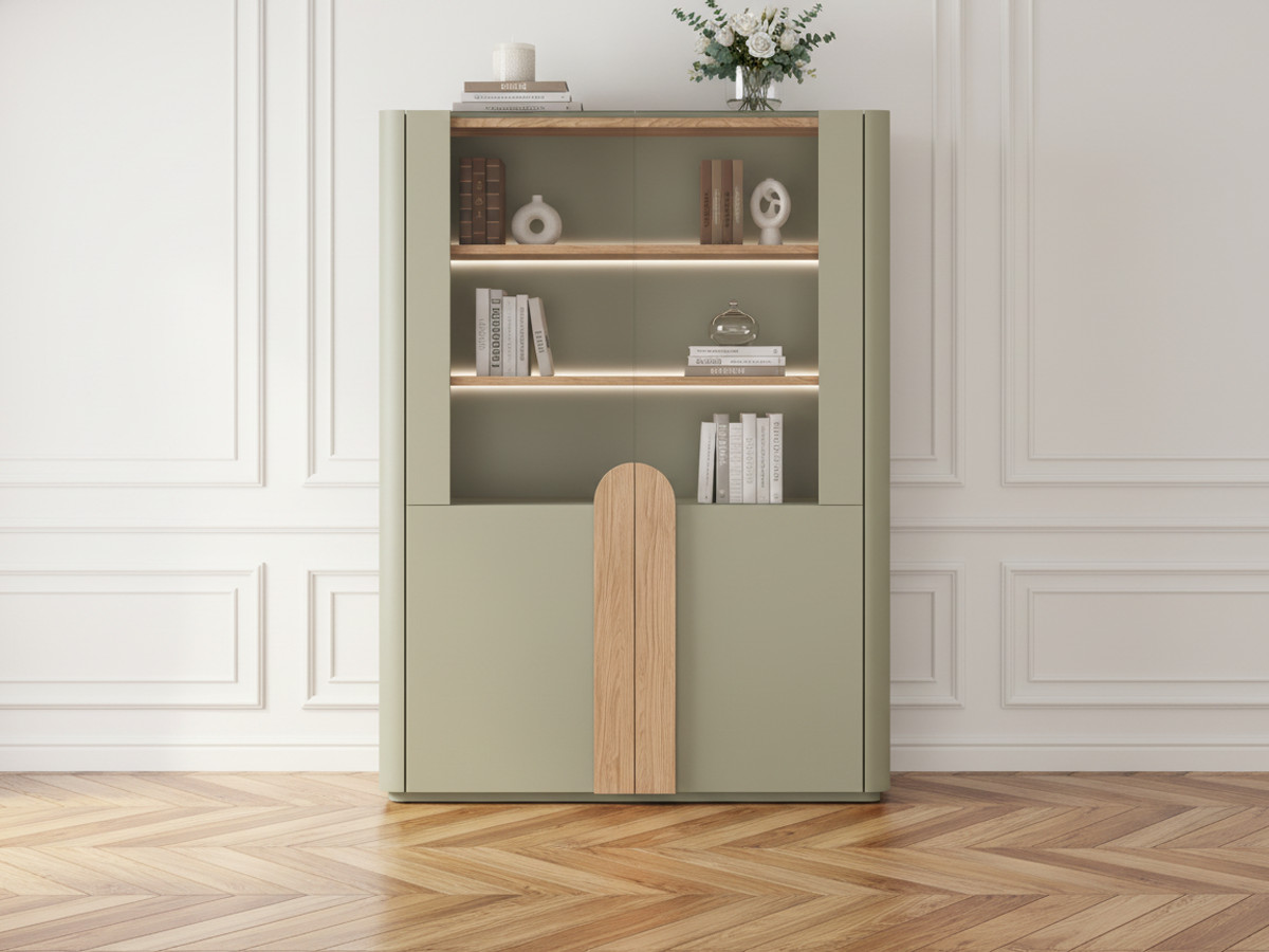 BOBOCHIC Meuble vitrine 2 portes H. 138 cm ENYRA Vert | Leroy Merlin
