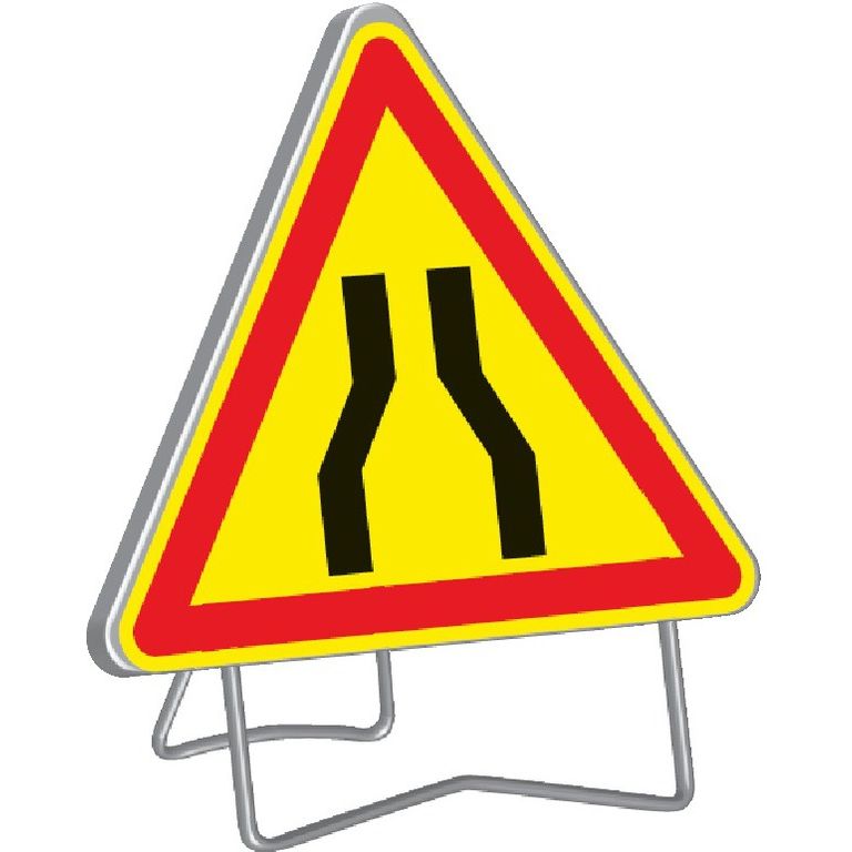 Panneau de signalisation triangulaire 1000mm 'Chaussée rétrécie ...