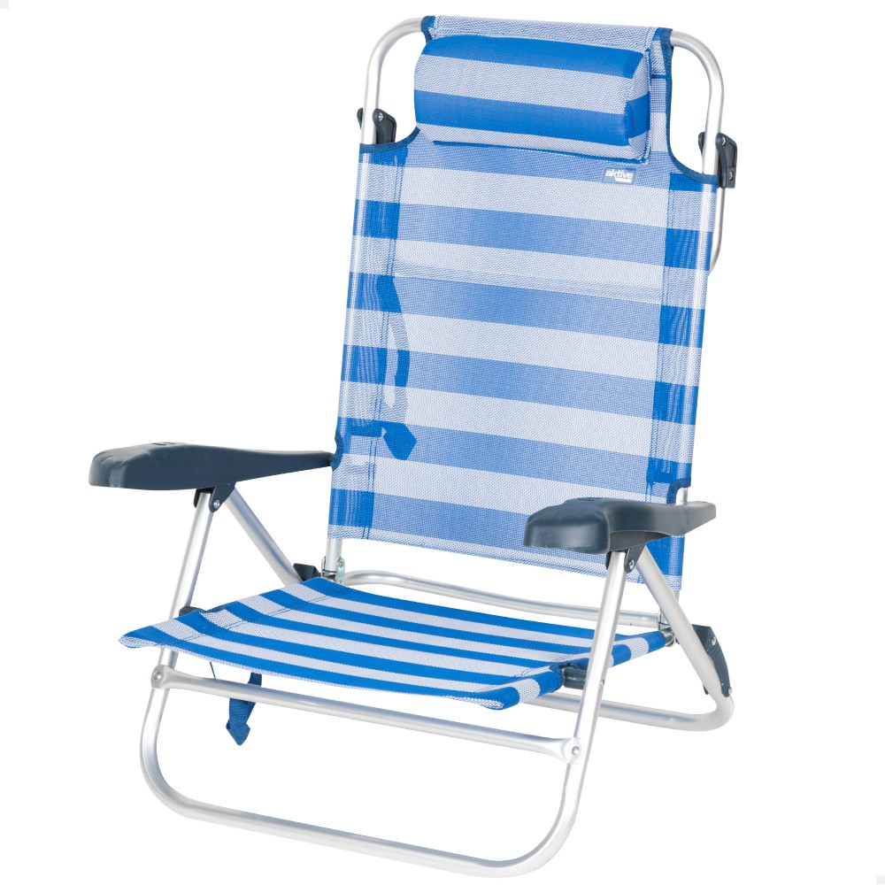 Chaise de Plage Pliante et Inclinable 8 positions Bleu, 65x74 cm Aktive ...