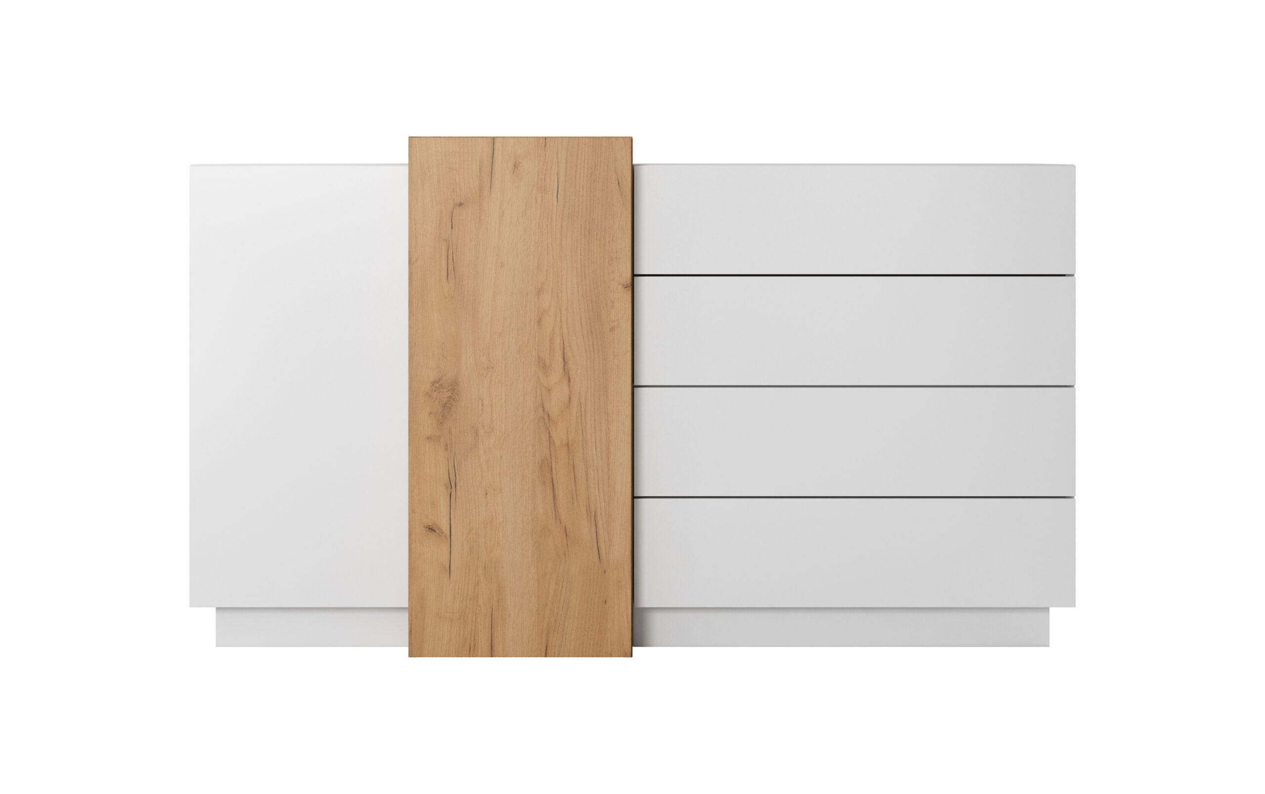 Commode Chambre 4 tiroirs et 2 portes 160cm Blanc et Chêne – ALMOSA ...