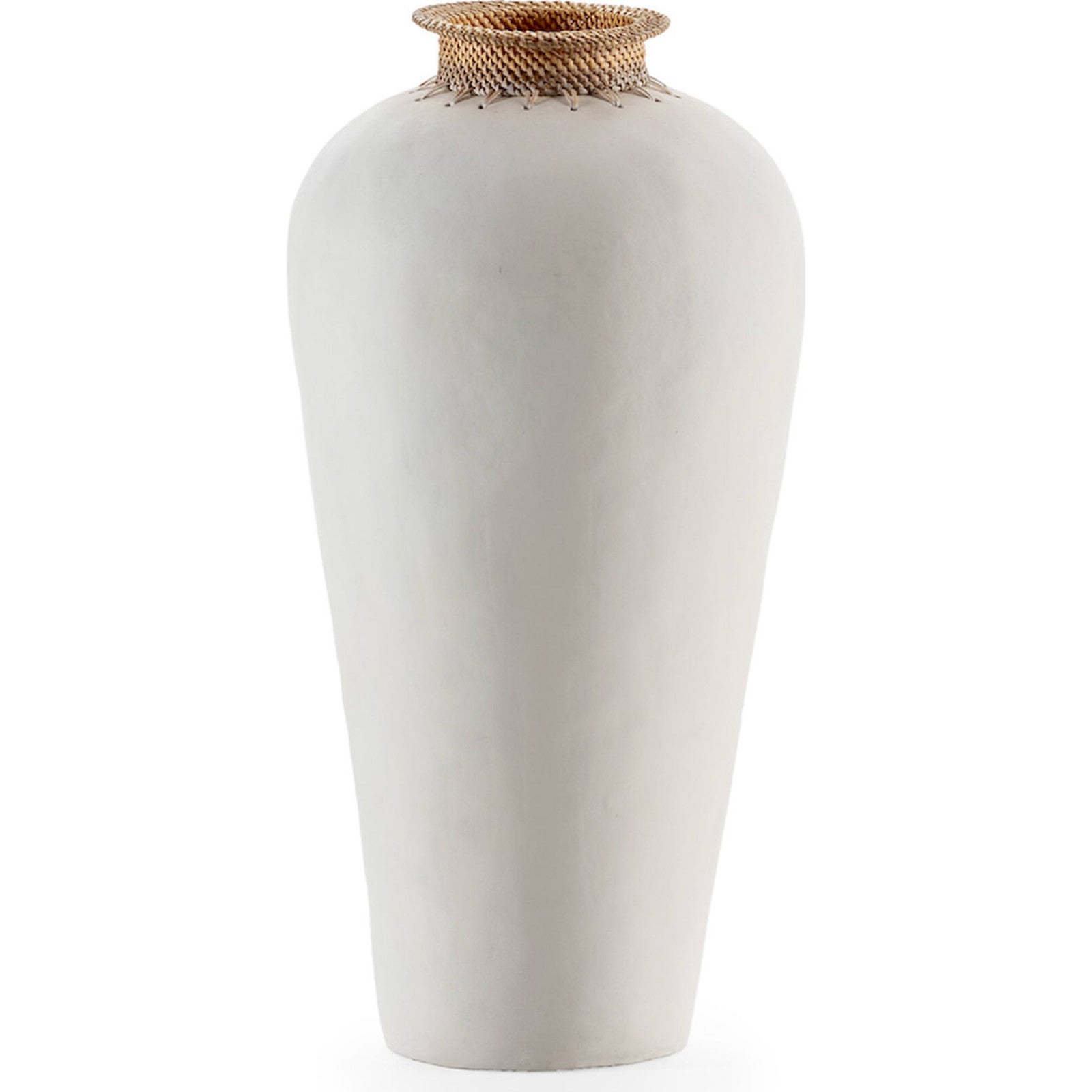 Vase élégant blanc toucher céramique rotin 33 x 33 x 65 cm Blanc pur et ...