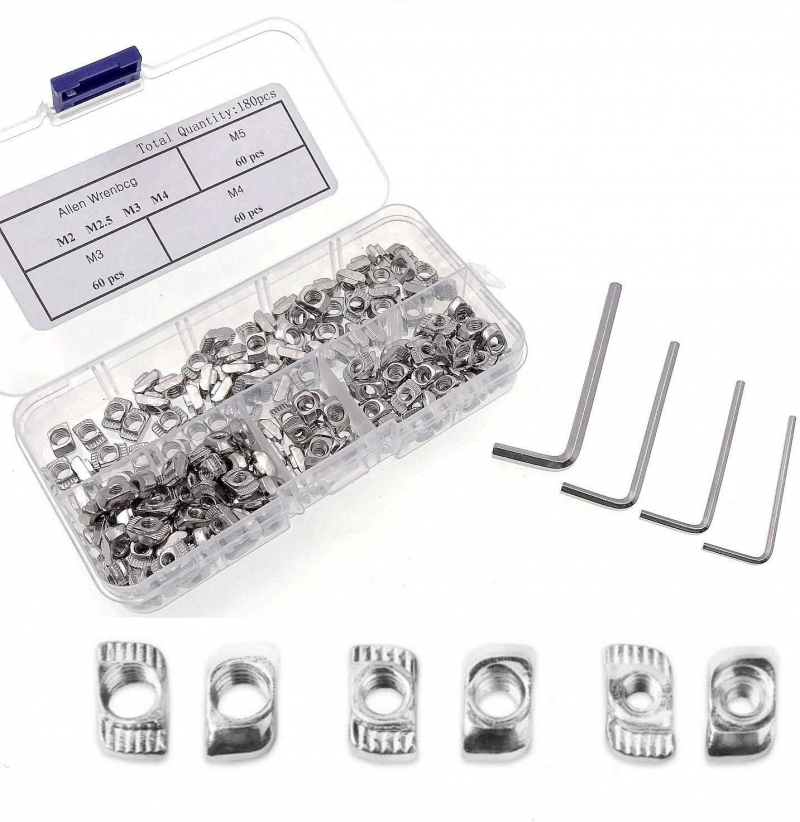 180 tuercas con ranura en T M3 M4 M5 de acero al carbono con 4 llaves ...