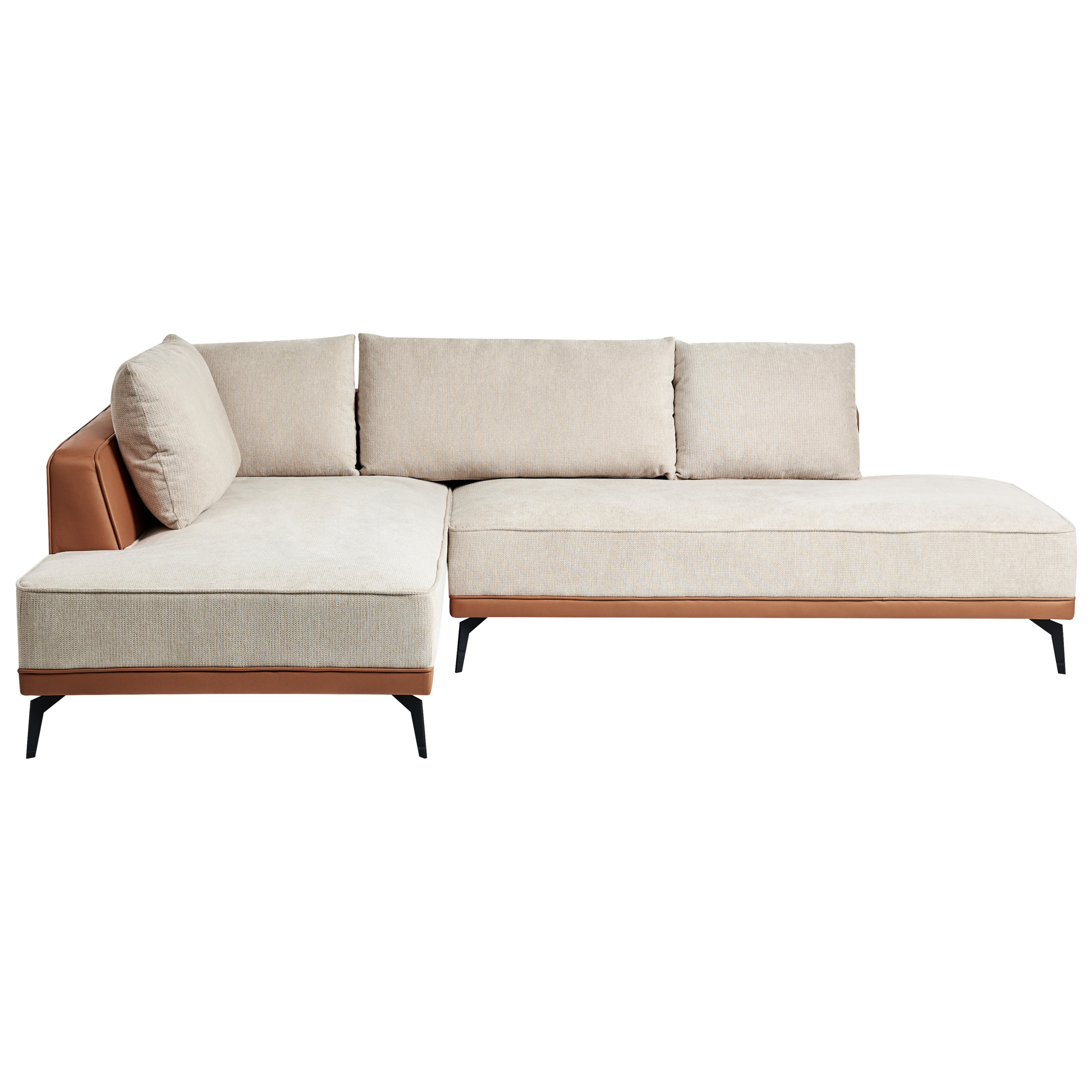 Divano angolare modulare tessuto beige e marrone lato destro MYKEN ...