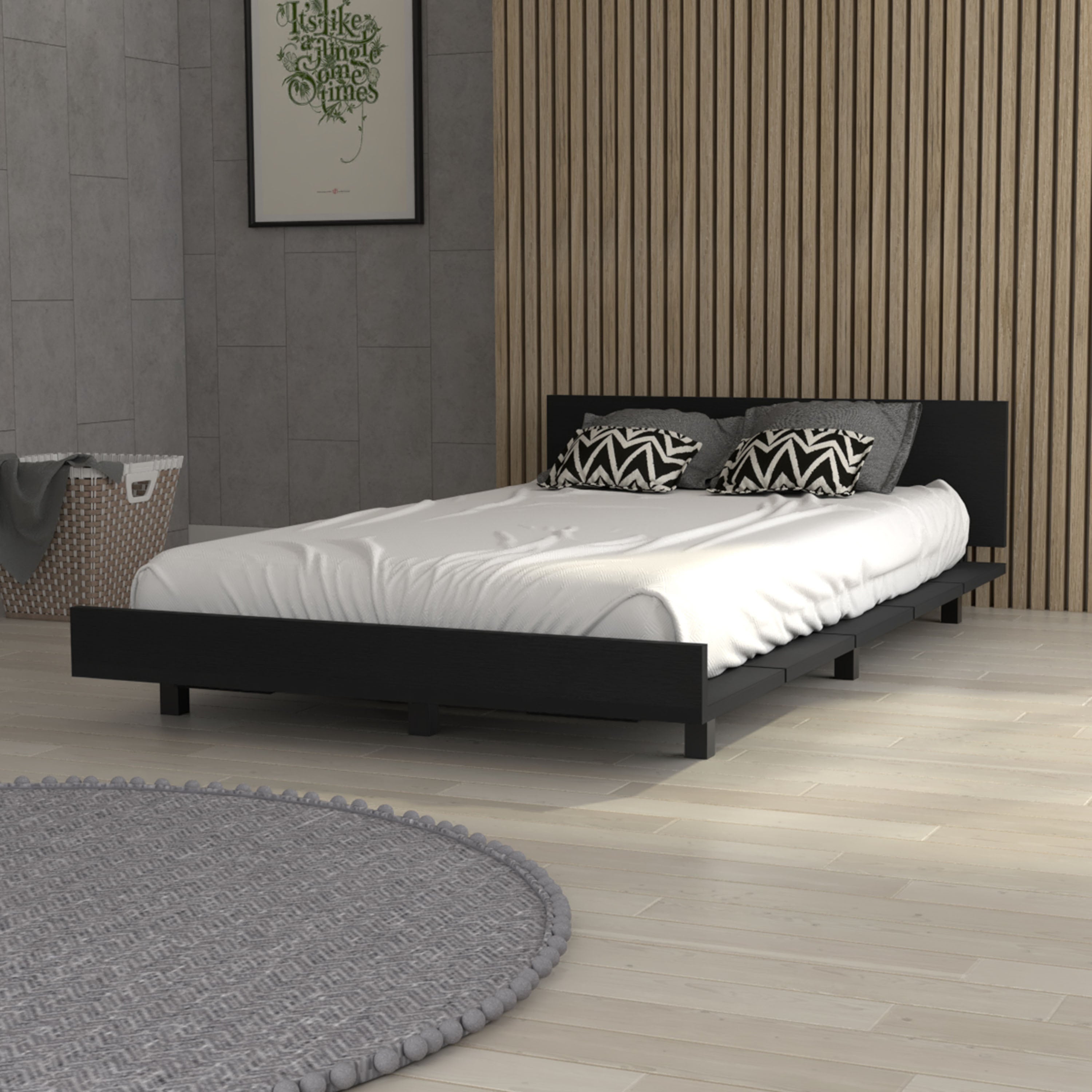 Base Cama Sencilla Kaia con marco Negro | Leroy Merlin