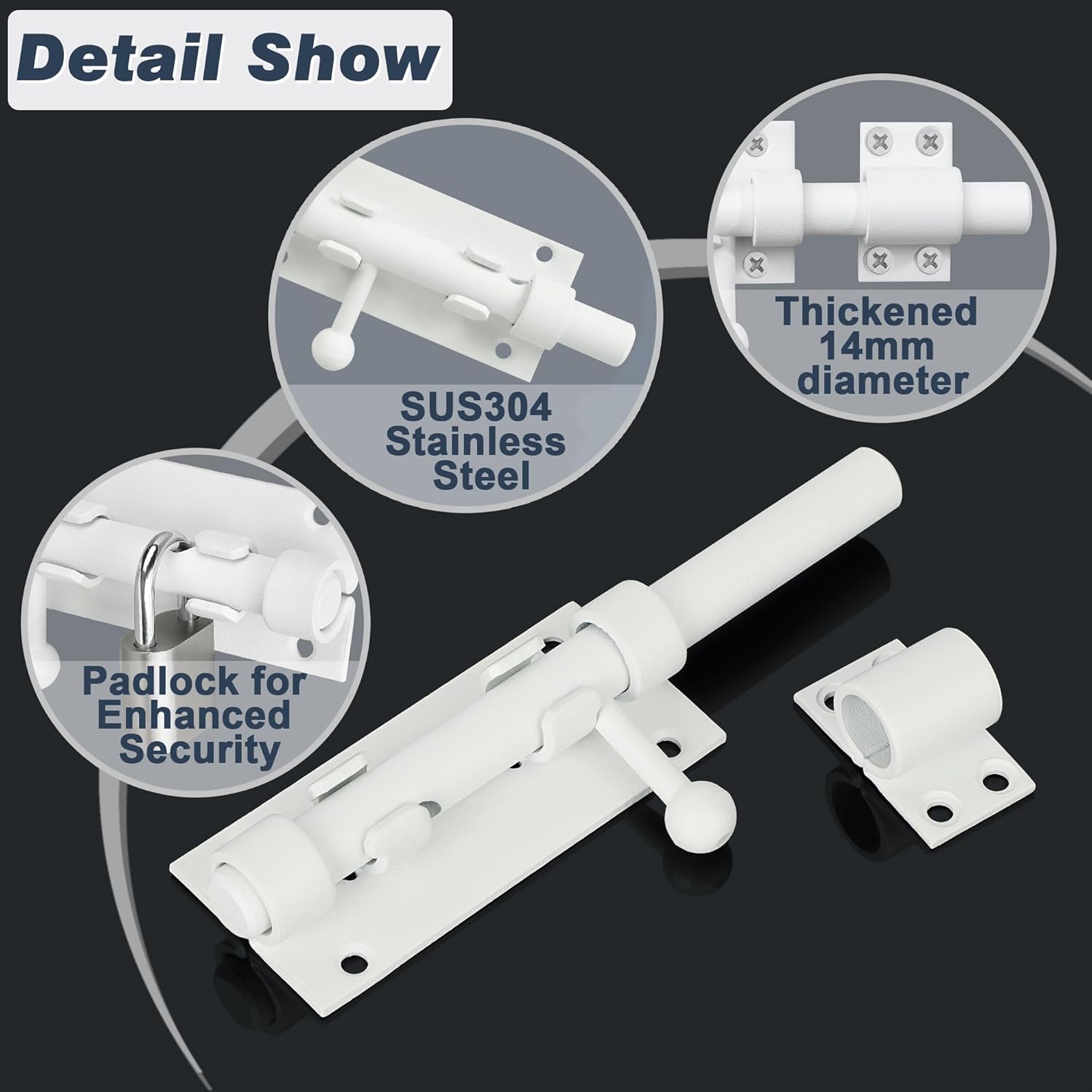 Pestillo de acero inoxidable para puerta corrediza, 20 cm de grosor ...