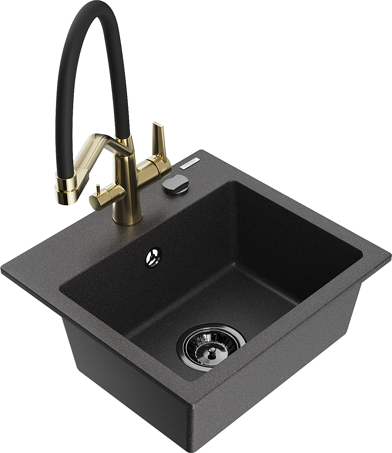 Mexen Milo évier en granit 1 bac avec robinet de cuisine Duo, noir moucheté - 6505-76-671701-57 ...